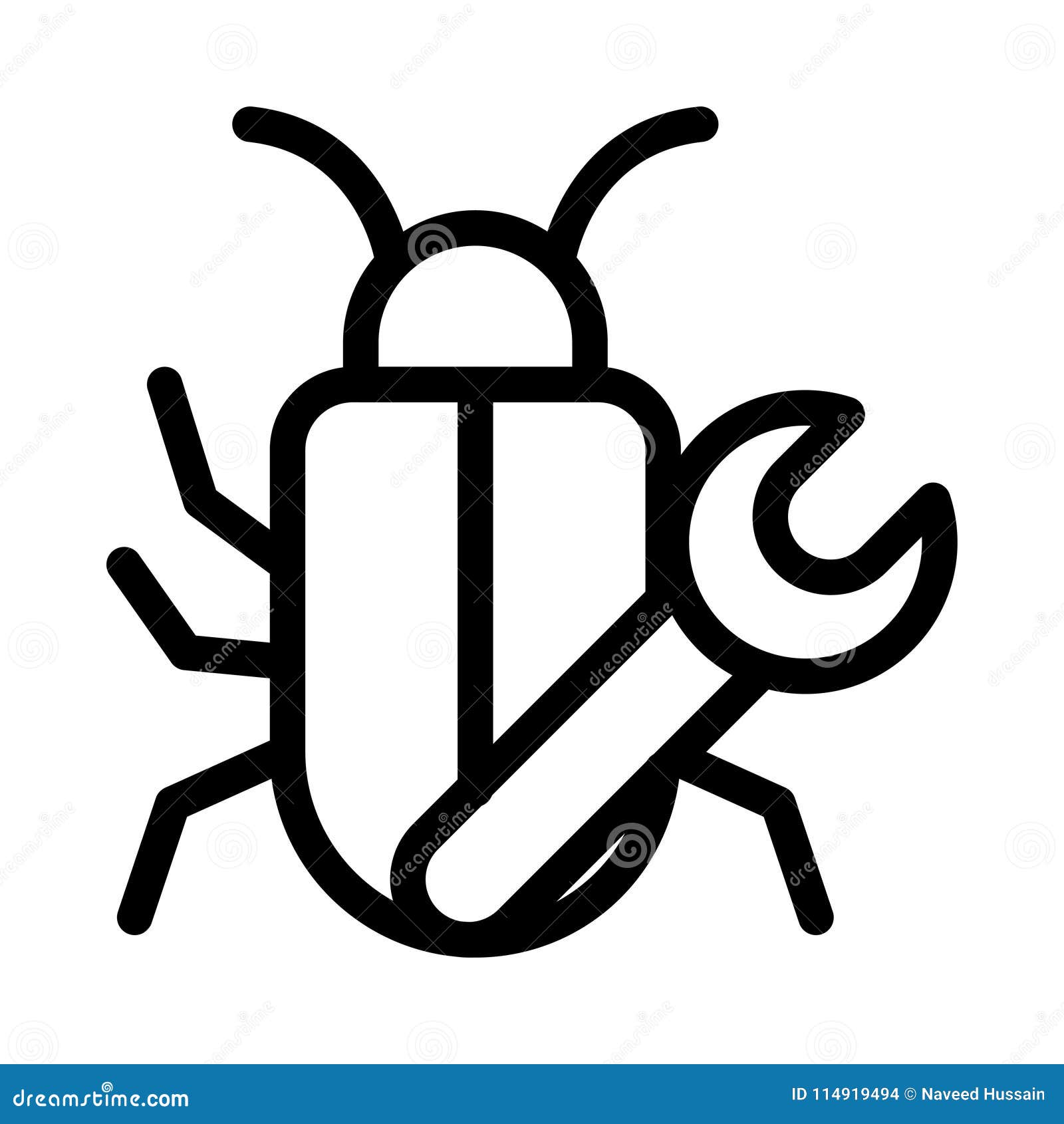 Bug Setting Vector Line Icon Stock Vector - Illustration of smart, icon ...