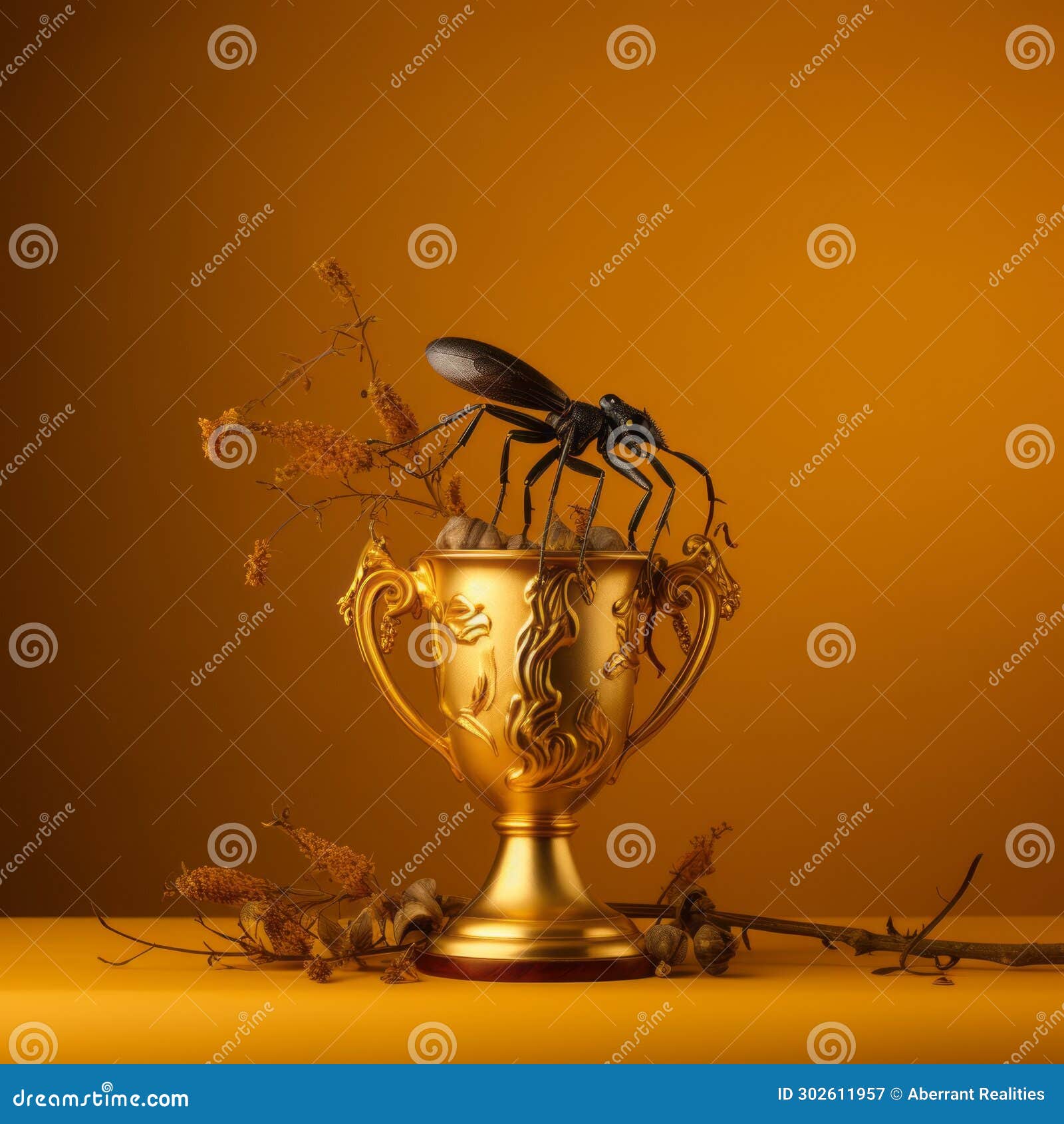 A Bug is Sitting on Top of a Golden Trophy Stock Illustration ...