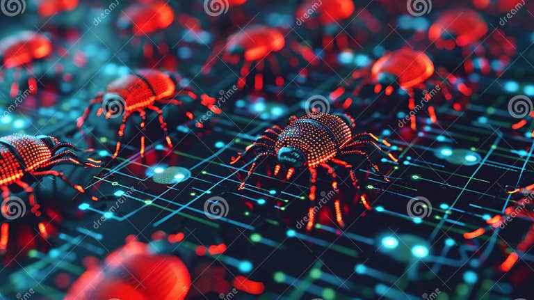 A Bug Spreading Across Multiple Devices, Digital Threats Concept Stock Photo - Image of symbol ...