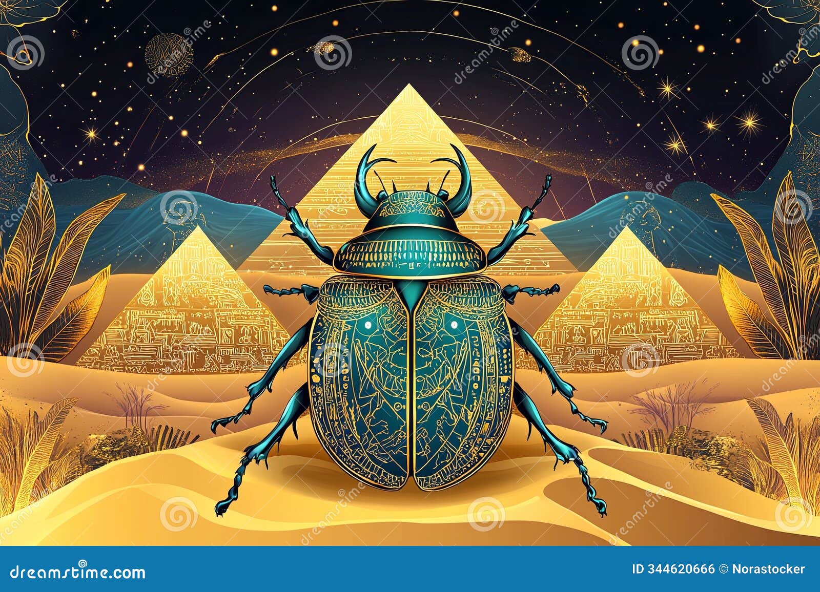 A Bug is Standing in Front of Two Pyramids. Quality Stock Photo - Image ...