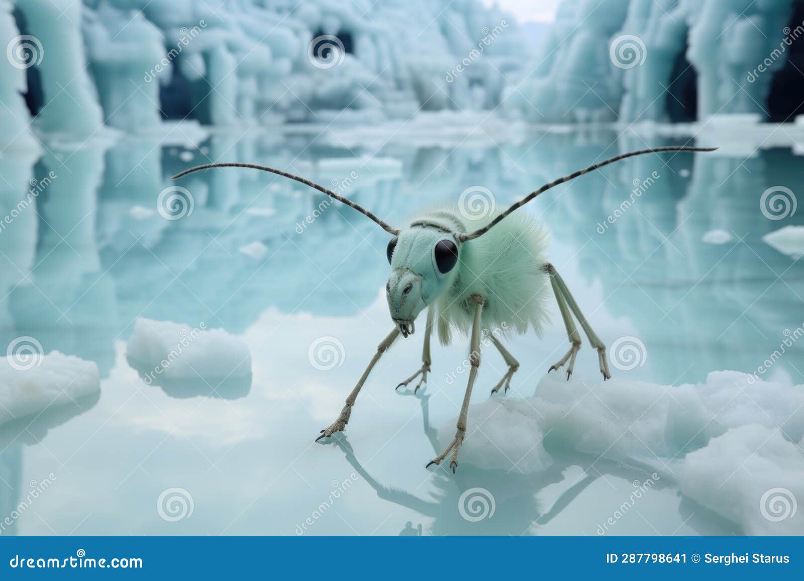 A Bug that is Standing on Some Ice. Generative AI Image. Stock ...
