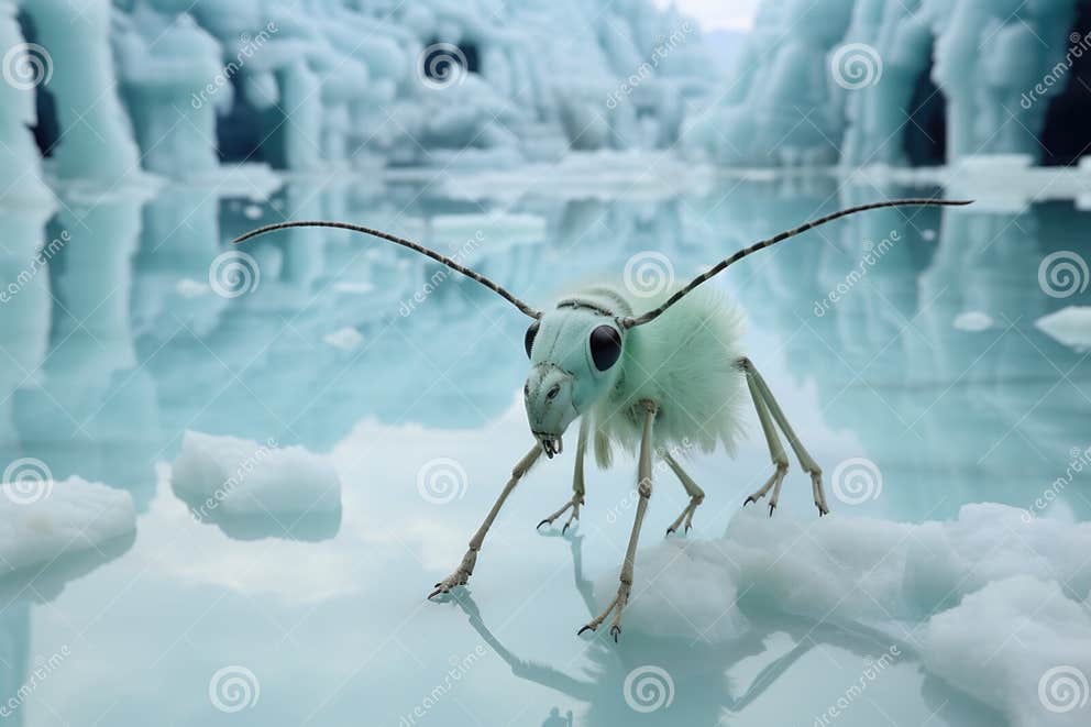 A Bug that is Standing on Some Ice. Generative AI Image. Stock Image ...