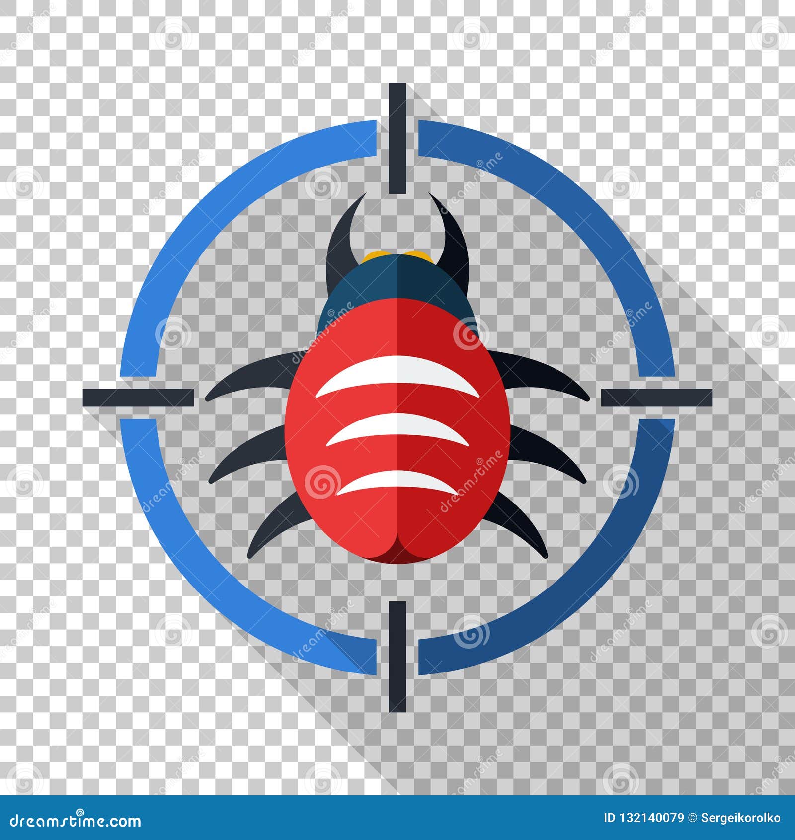 Bug Target Icon in Flat Style on Transparent Background Stock Vector ...