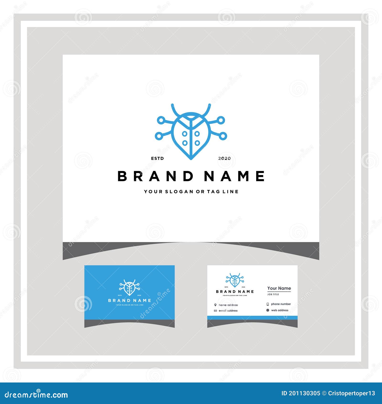 Bug Tech Logo Design with a Business Card Vector Stock Vector ...