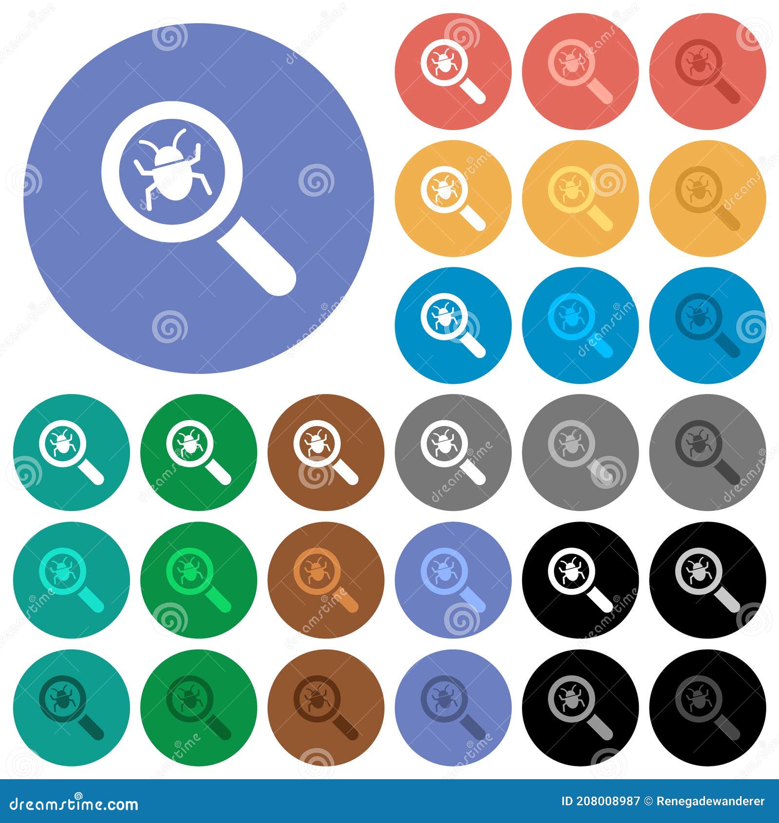 Bug Tracking Round Flat Multi Colored Icons Stock Vector - Illustration ...
