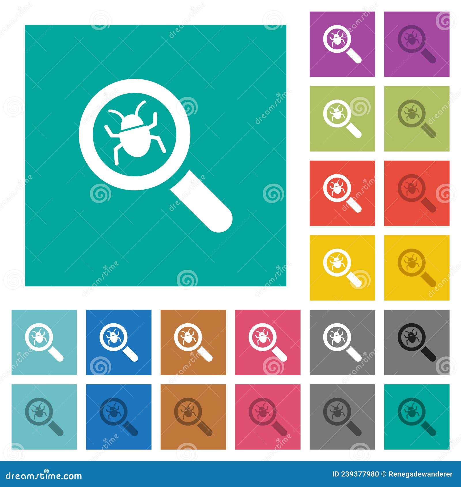 Bug Tracking Square Flat Multi Colored Icons Stock Vector ...