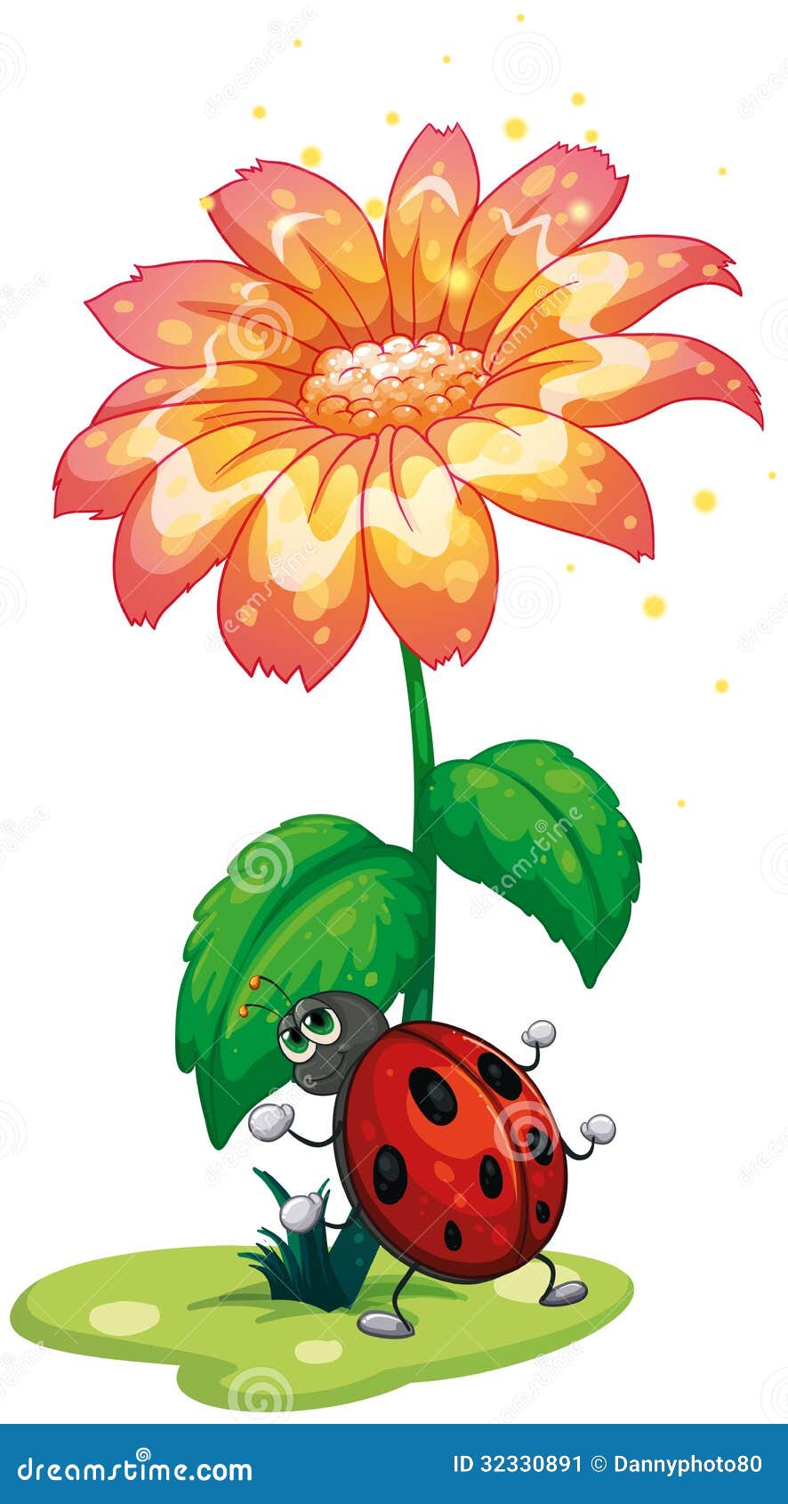 A Bug Under the Giant Flower Stock Vector - Illustration of artist ...
