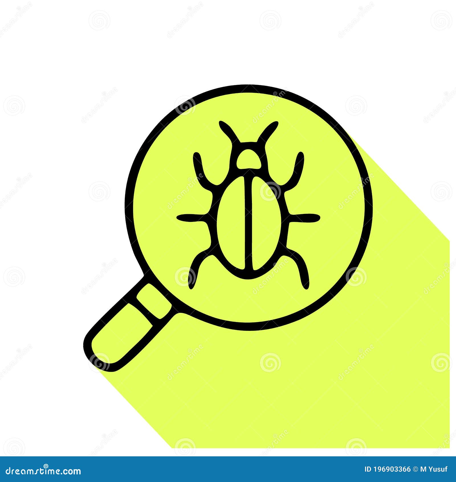 Bug Under Glass Flat Line Icon. Malware Vector Illustration Stock ...