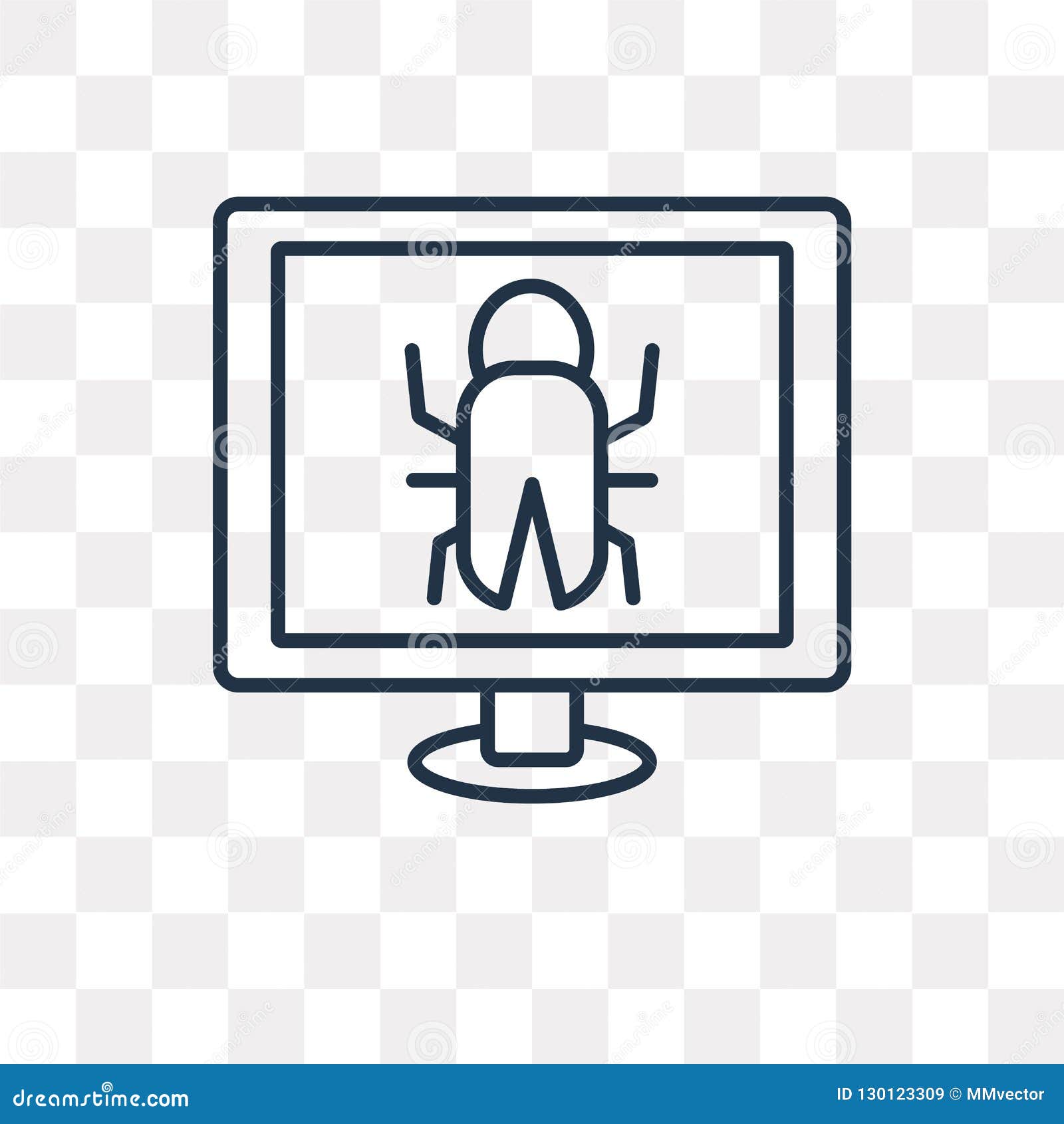 Bug Vector Icon on Transparent Background, Linear Bug T Stock Vector ...