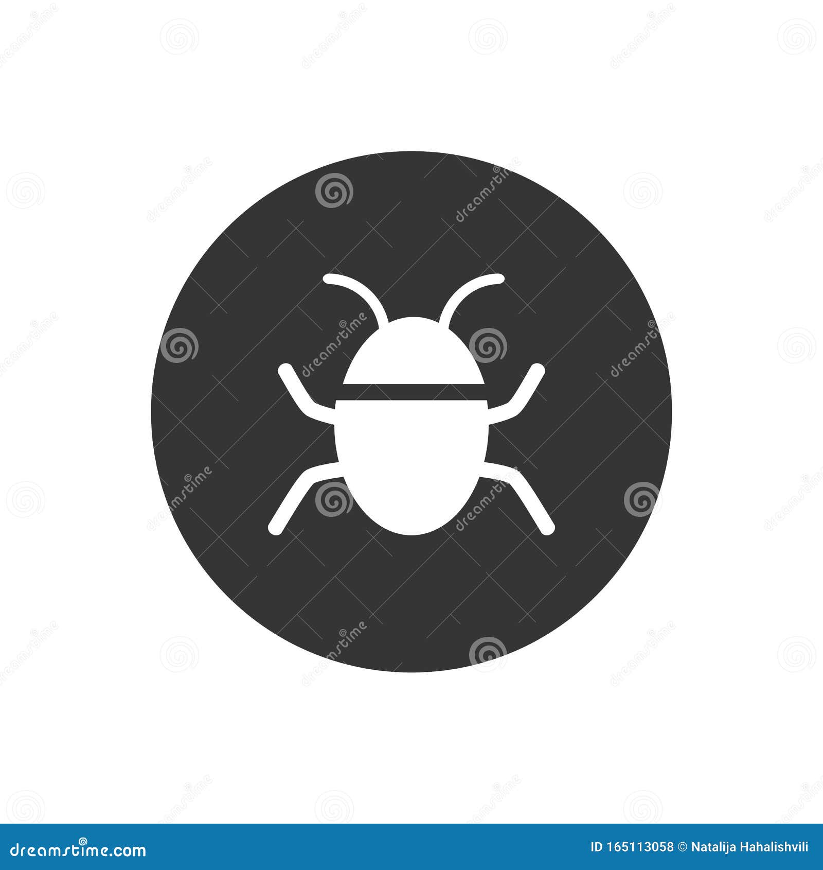 Bug Vector White Icon on Gray. Stock Vector - Illustration of ...