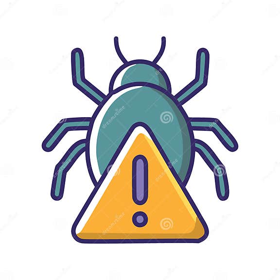 Bug Warning Icon. Bug Icon with Warning Sign, Symbolizing Cyber ...