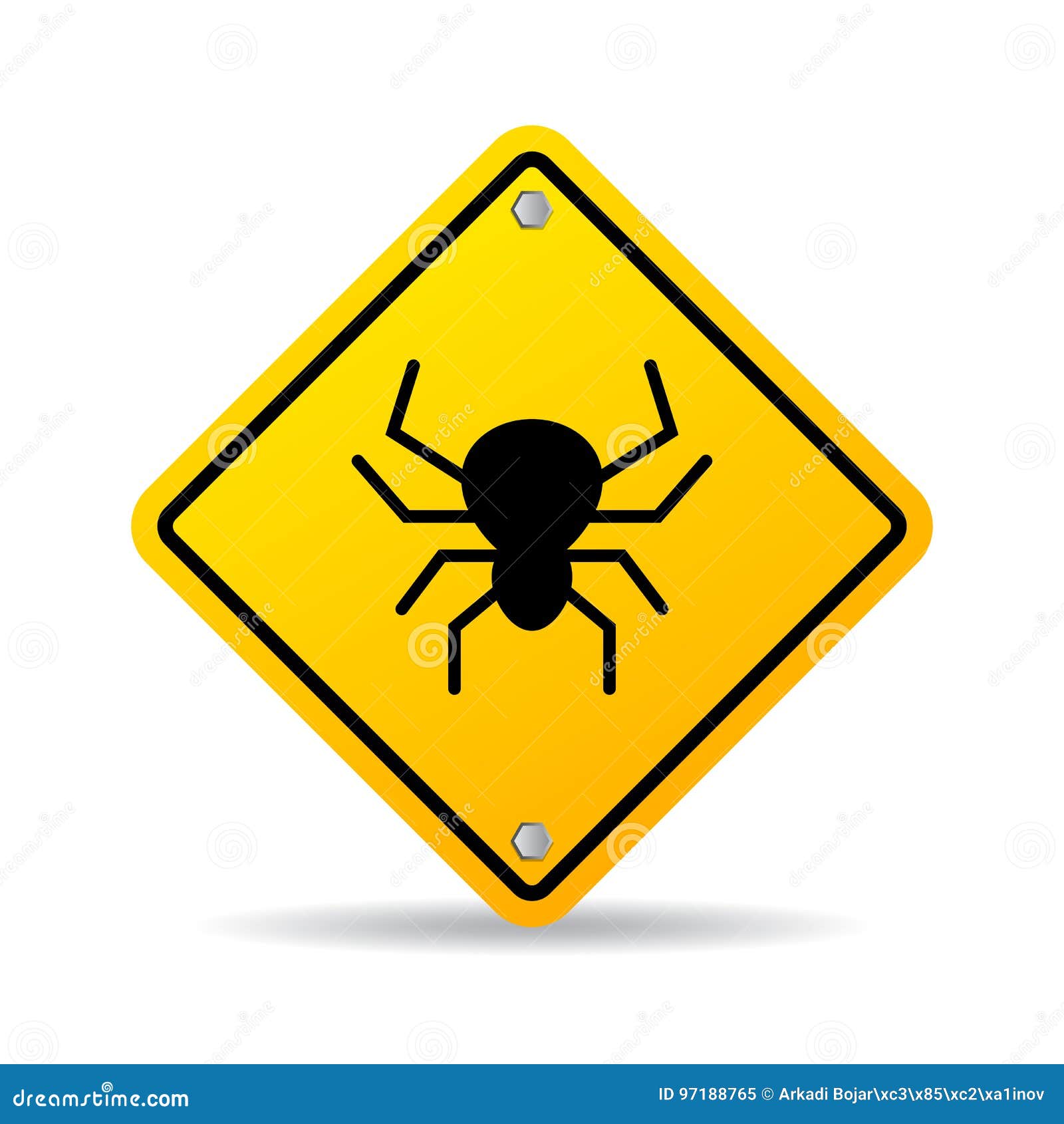 Bug warning vector sign stock vector. Illustration of bugs - 97188765