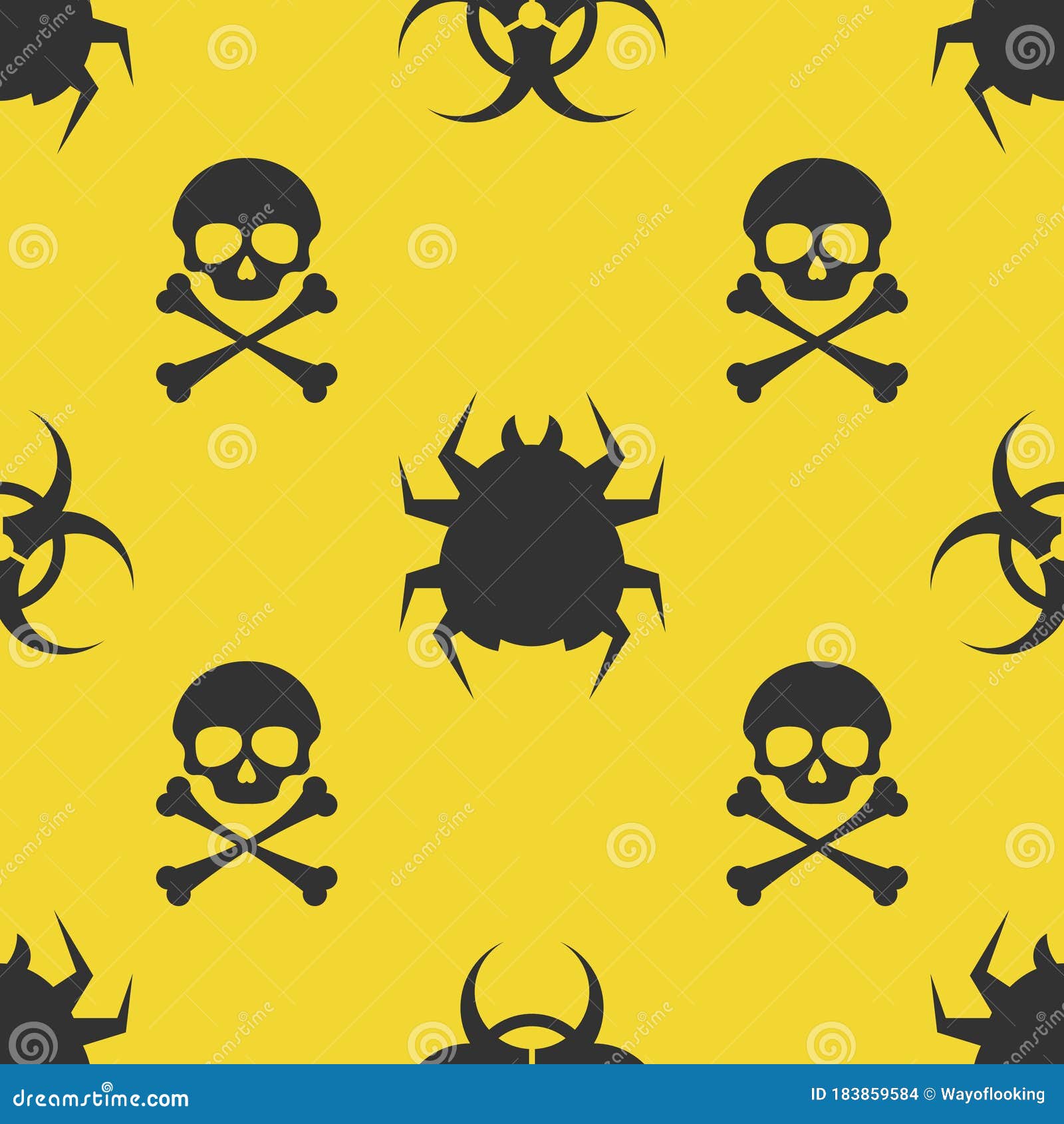 Biohazard Seamless Pattern. Sign of Biological Threat. Radiation Stock ...