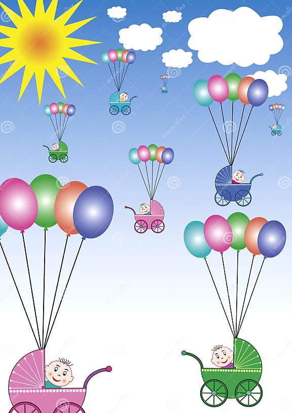 Buggies flying in the sky stock vector. Illustration of advertising ...