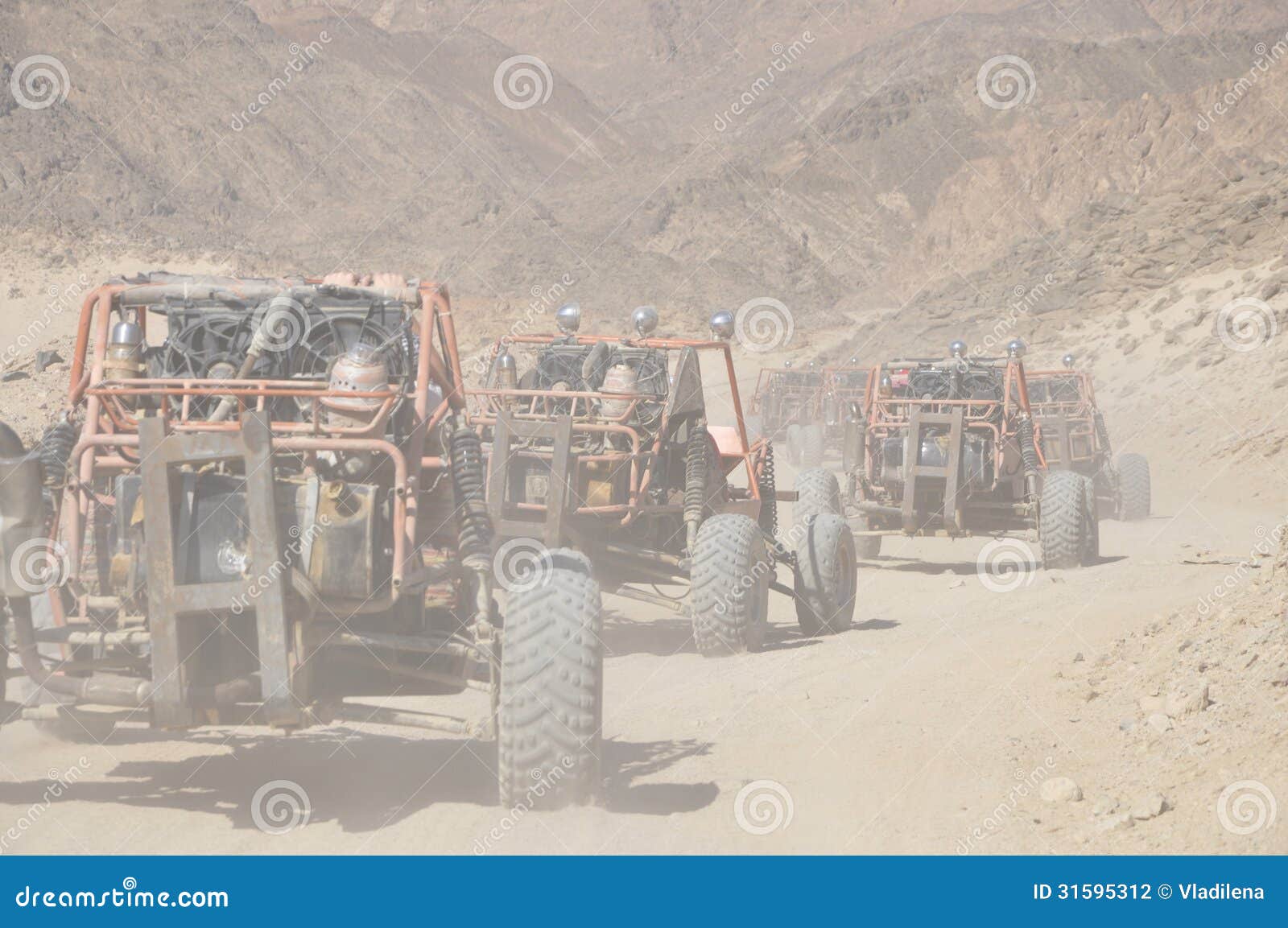 Buggy in the Convoy Traveling through the Desert Stock Photo - Image of ...