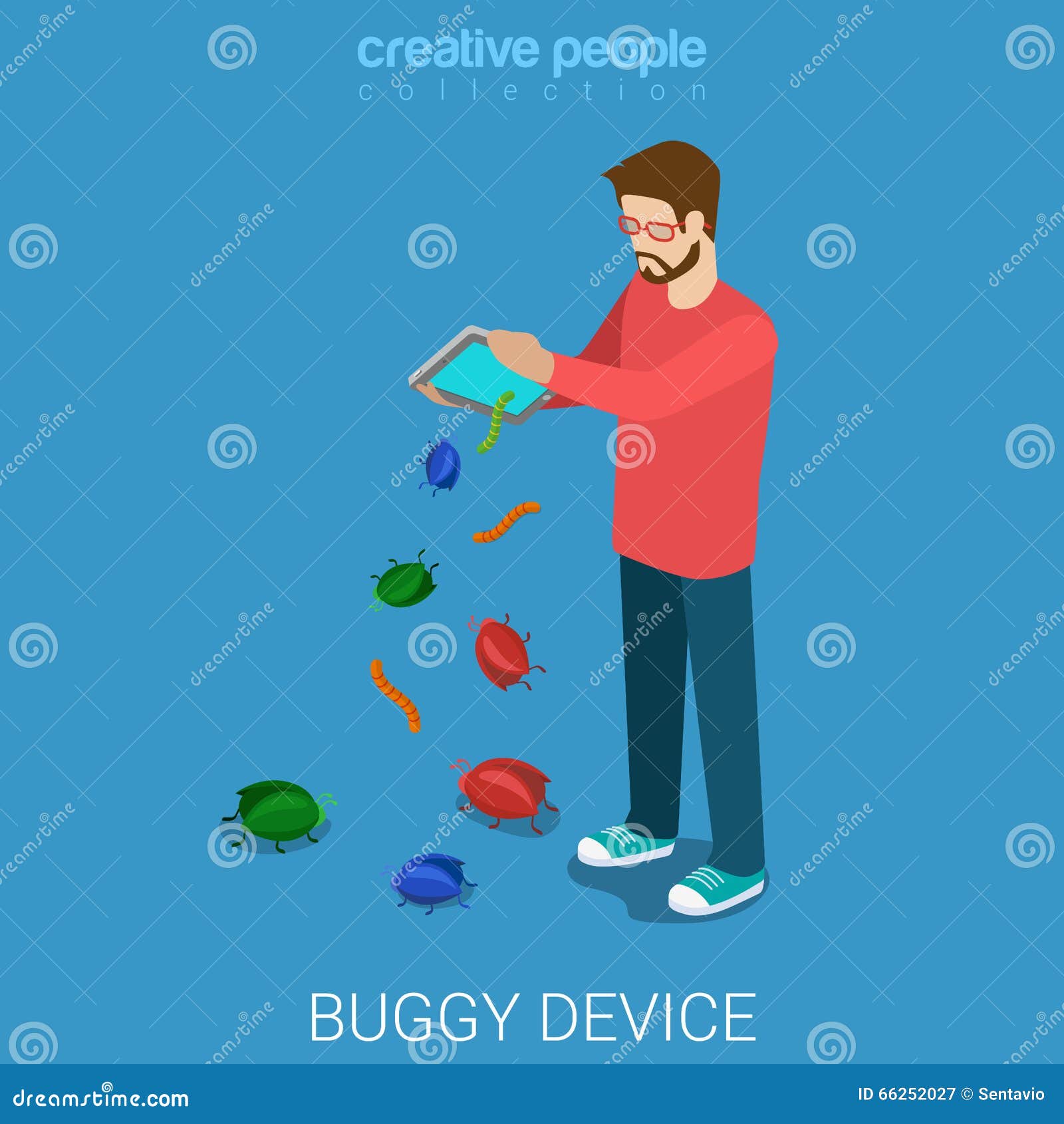 Buggy Device Debugging Flat Vector Technology Infographics Stock Vector ...