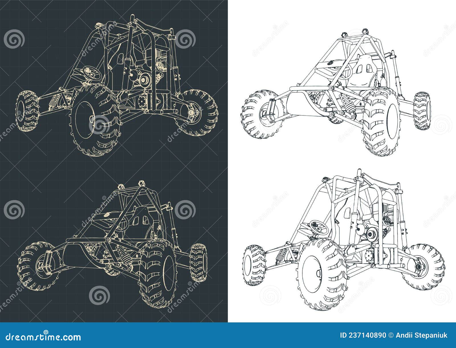 Stylized Buggy Illustrations Cartoon Vector | CartoonDealer.com #237688103