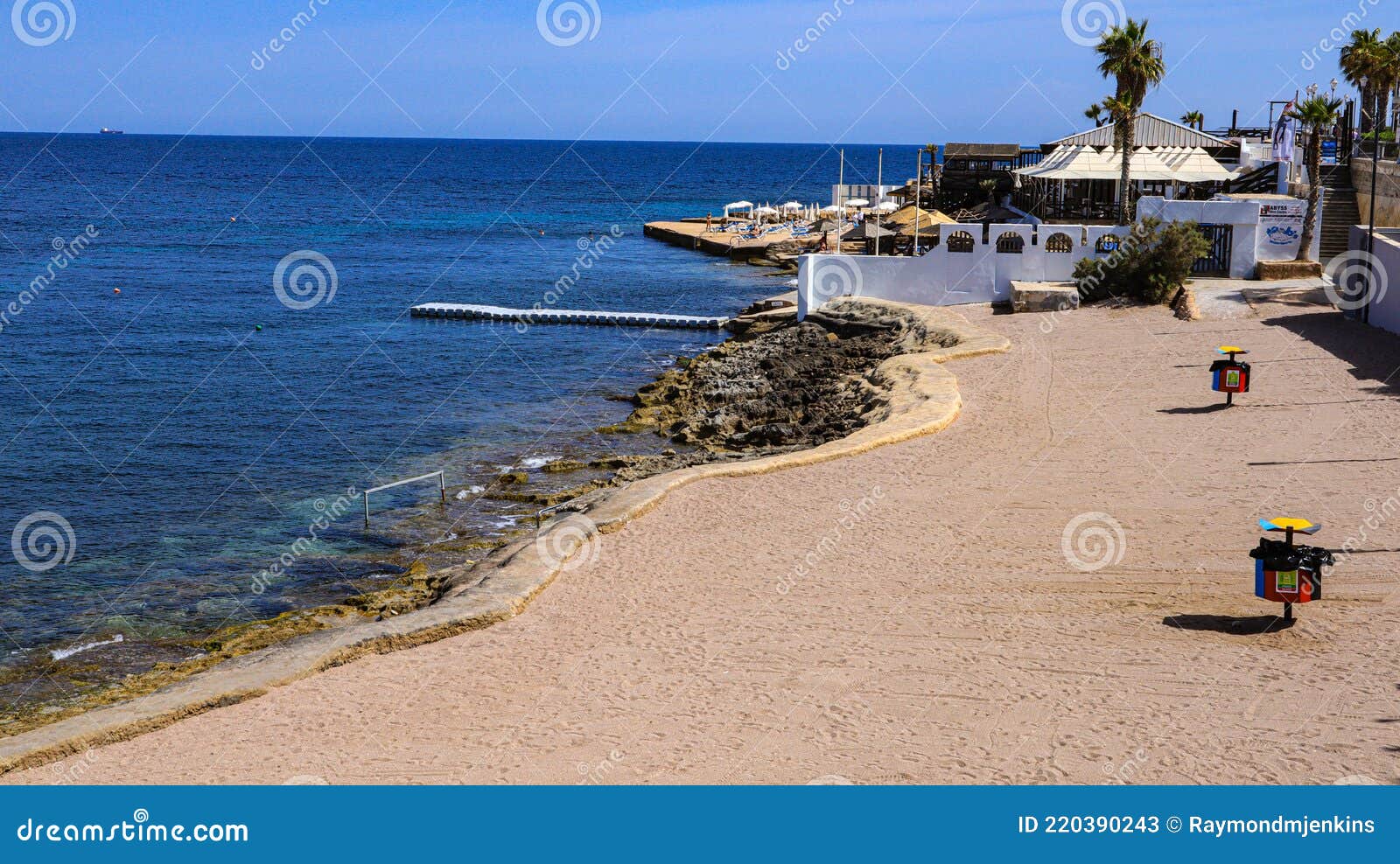 Bugibba Beach and Lido during Covid 19 Stock Image - Image of ...