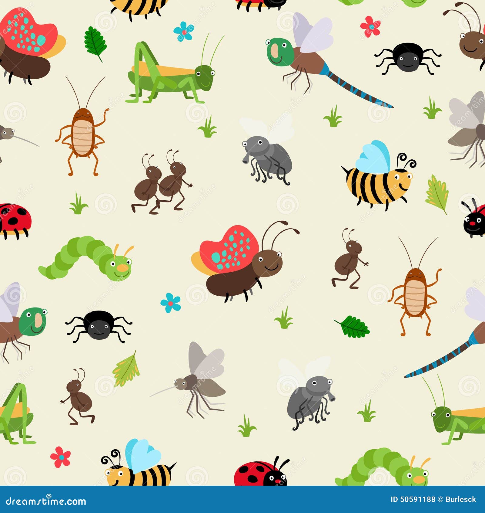 Bugs and Beetles Seamless Background Stock Vector - Illustration of ...