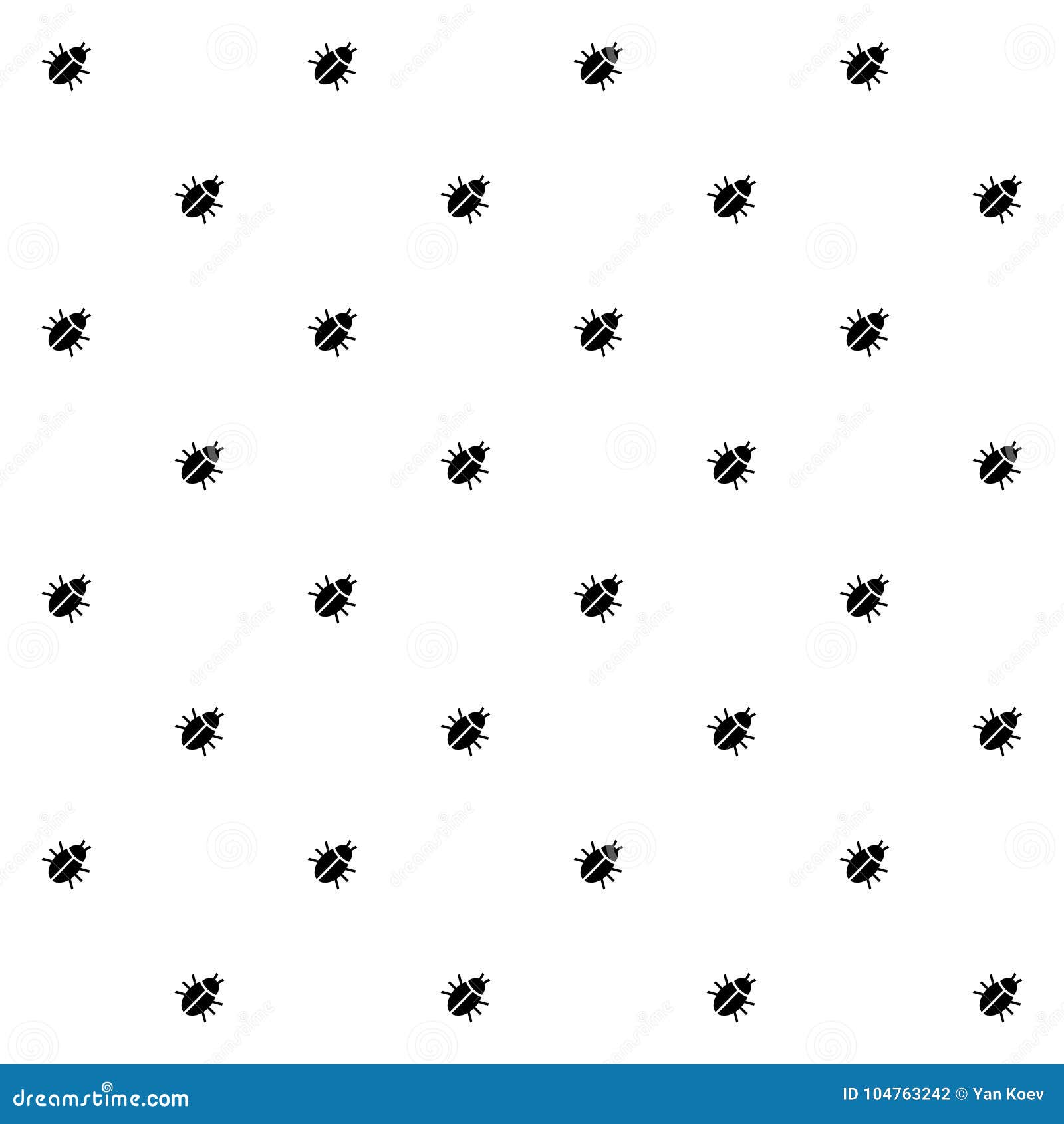 Bugs Black and White Seamless Pattern Texture. Stock Vector ...