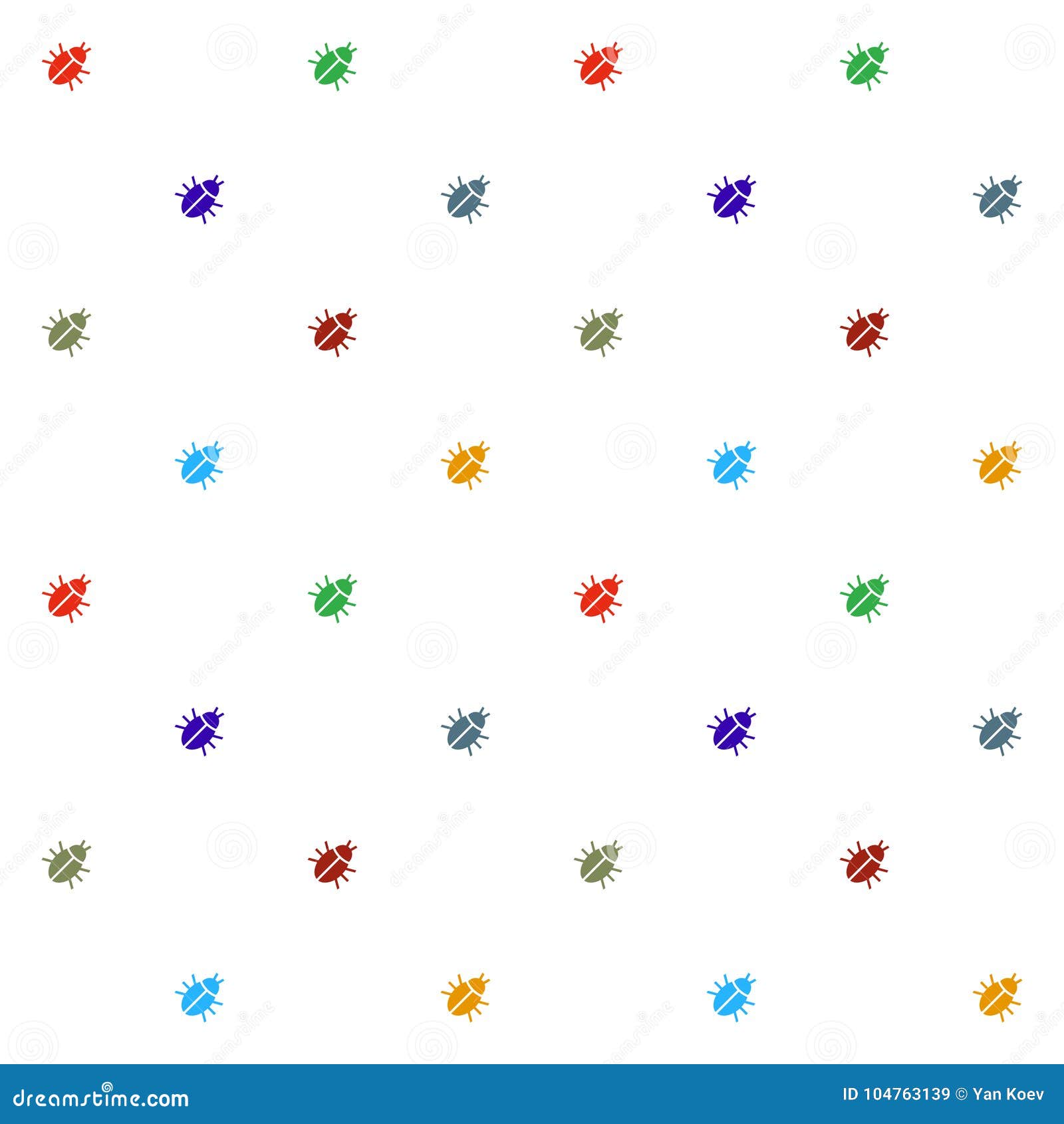 Bugs Colorful on White Seamless Pattern Texture. Stock Vector ...