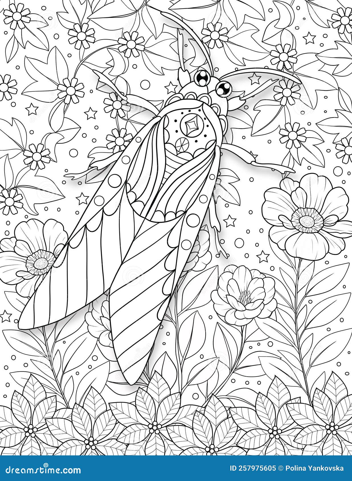 Bugs Coloring Page for Adult Stock Illustration - Illustration of face ...