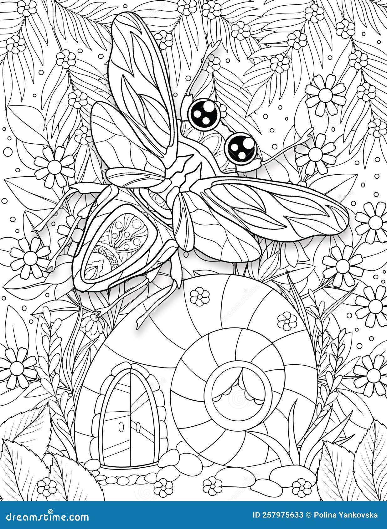 Bugs Coloring Page for Adult Stock Illustration - Illustration of ...
