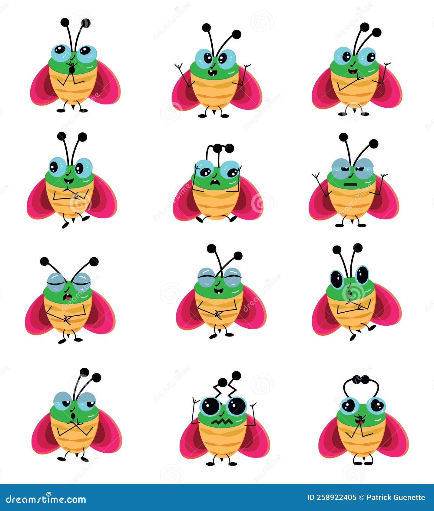 Bugs feelings, icon stock vector. Illustration of clip - 258922405