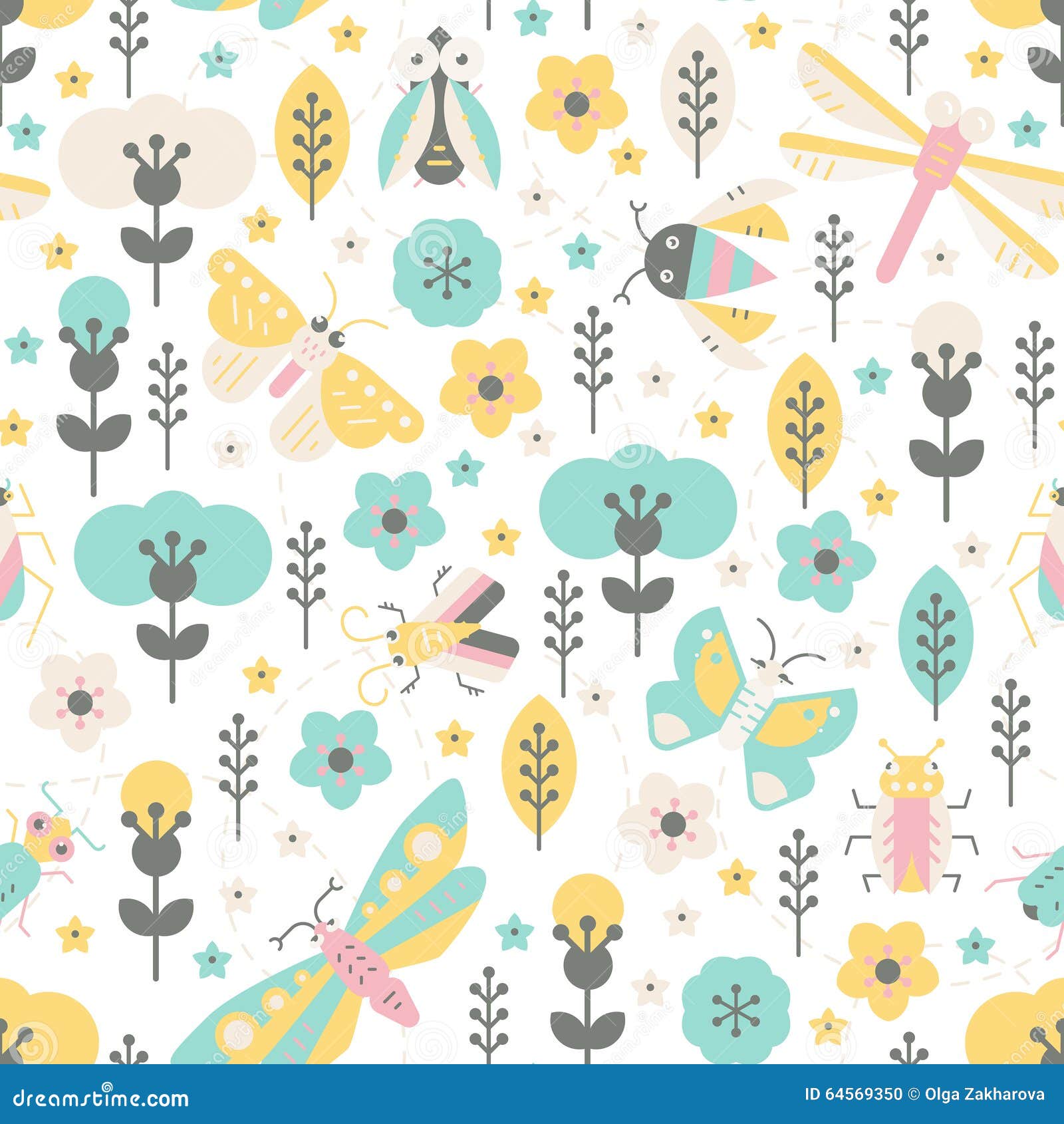 Bugs and Flowers stock vector. Illustration of design - 64569350