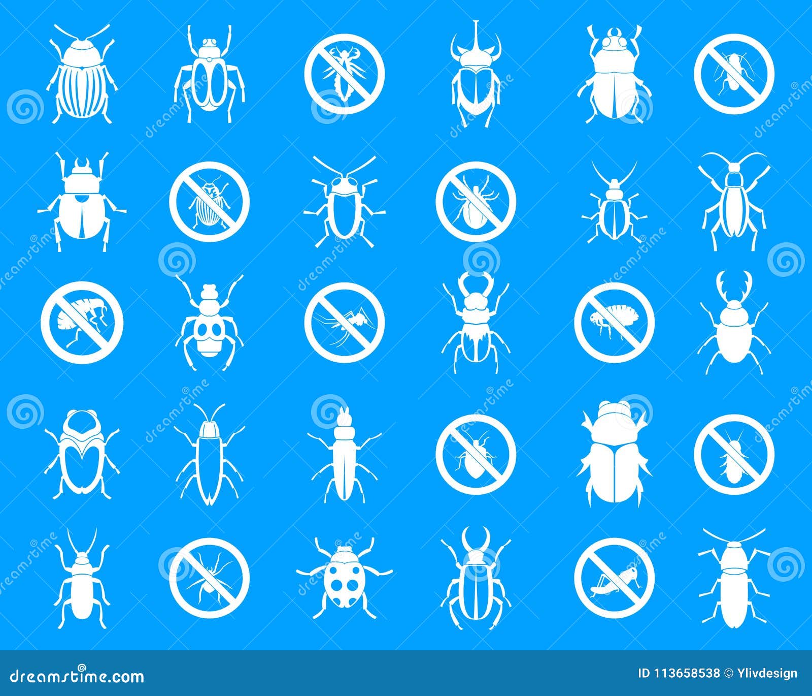 Bugs icon blue set vector stock vector. Illustration of bumblebee ...