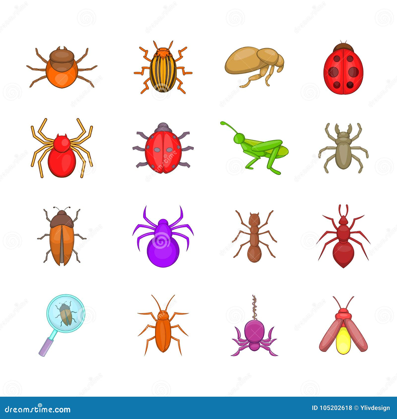 Bugs Icon Set, Cartoon Style Stock Vector - Illustration of element ... Bugs Icon Set, Cartoon Style Stock Vector - Illustration of element ...