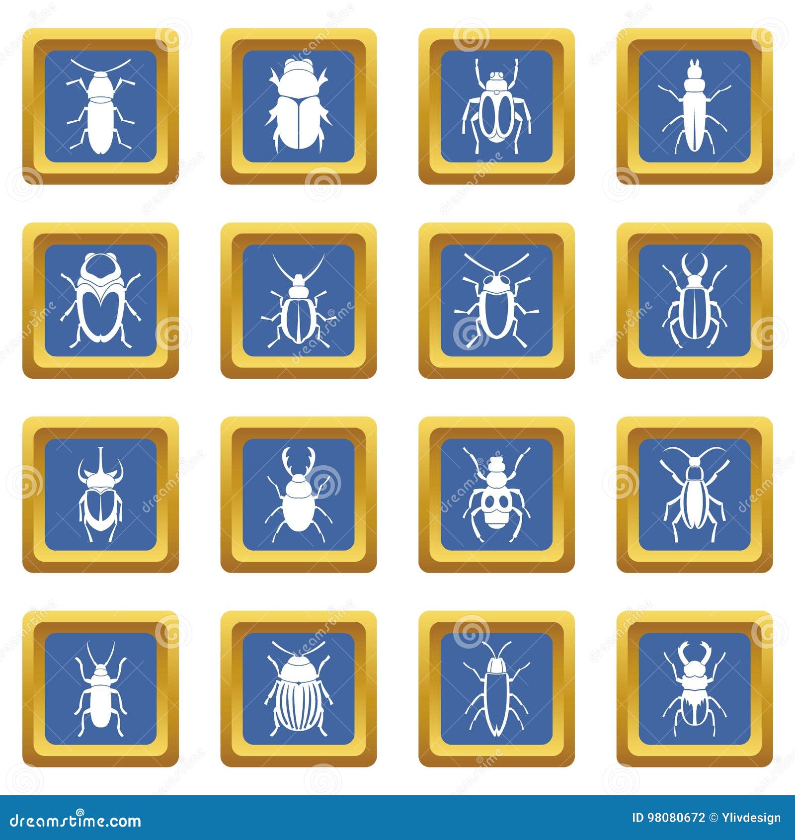 Bugs icons set blue stock vector. Illustration of mosquito - 98080672