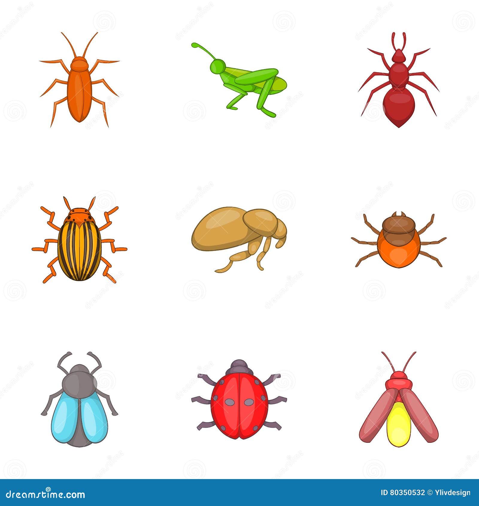 Bugs Icons Set, Cartoon Style Stock Vector - Illustration of disease ...