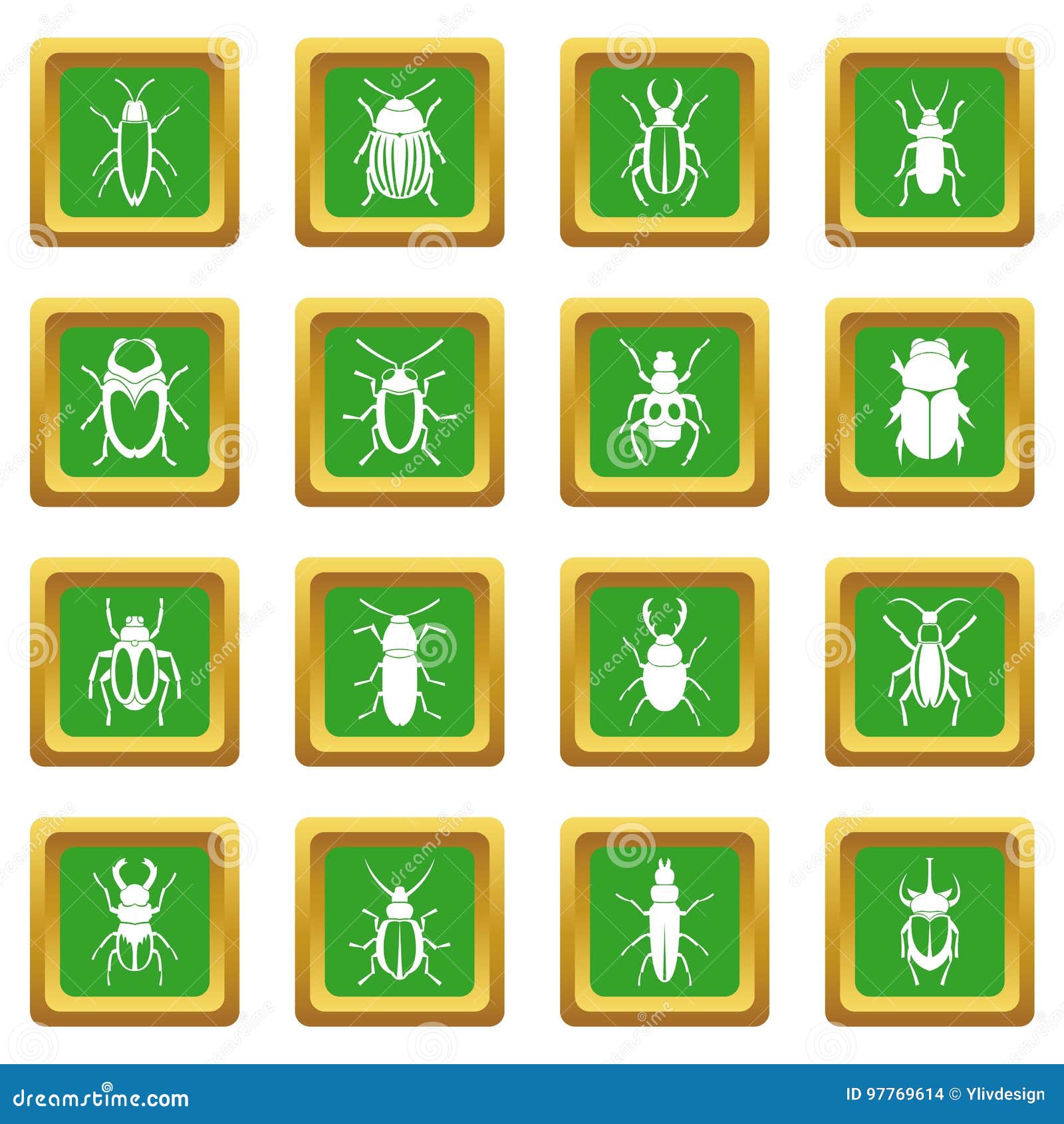 Bugs icons set green stock vector. Illustration of potato - 97769614