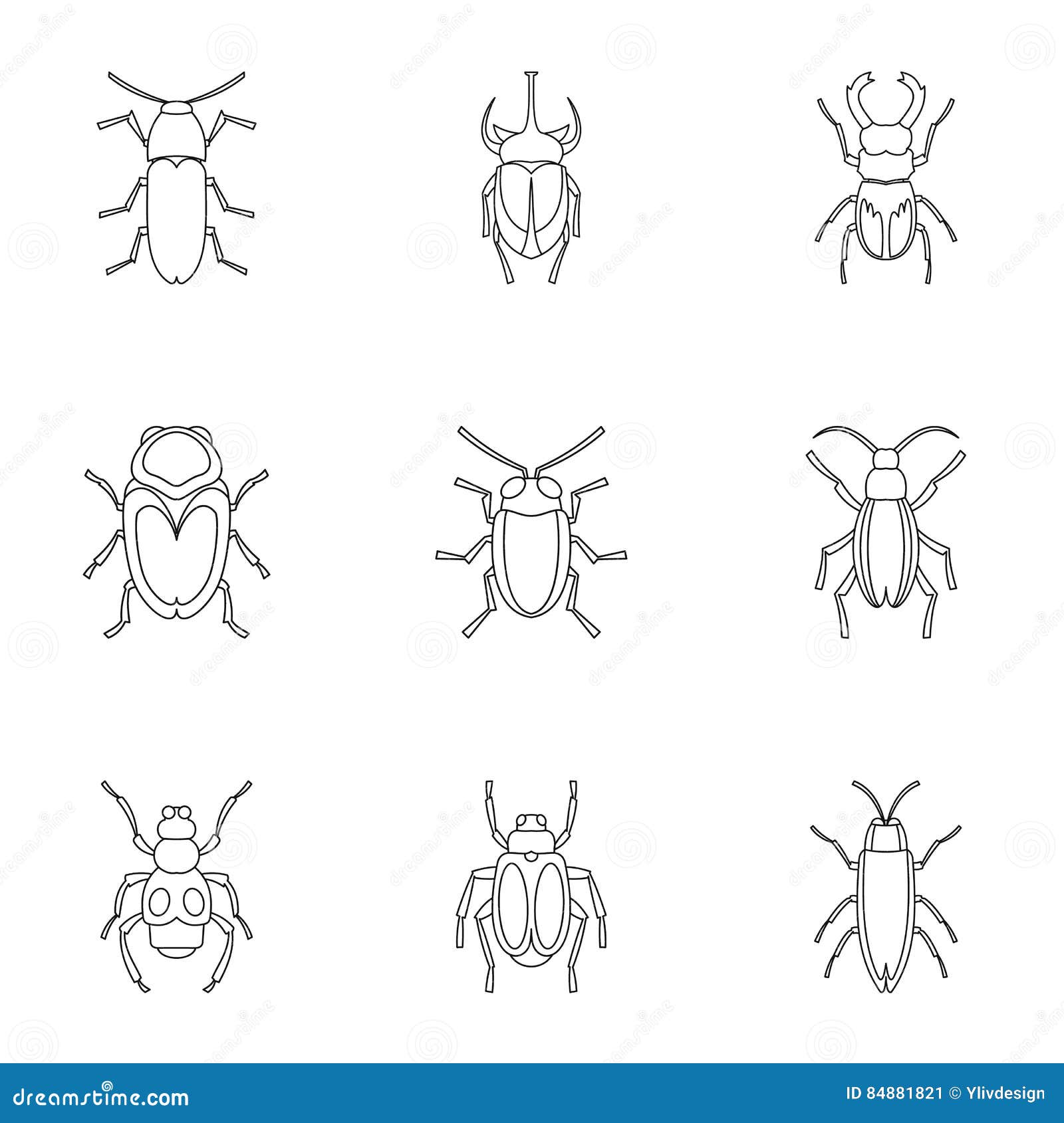 Bugs Icons Set, Outline Style Stock Vector - Illustration of icon ...