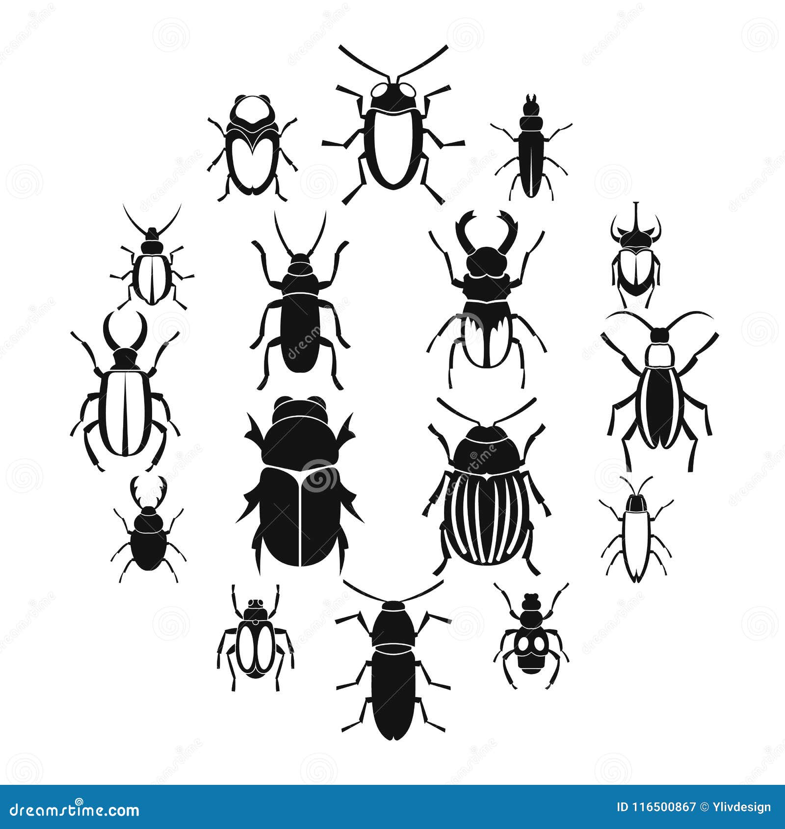Bugs Icons Set, Simple Style Stock Vector - Illustration of horsefly ...