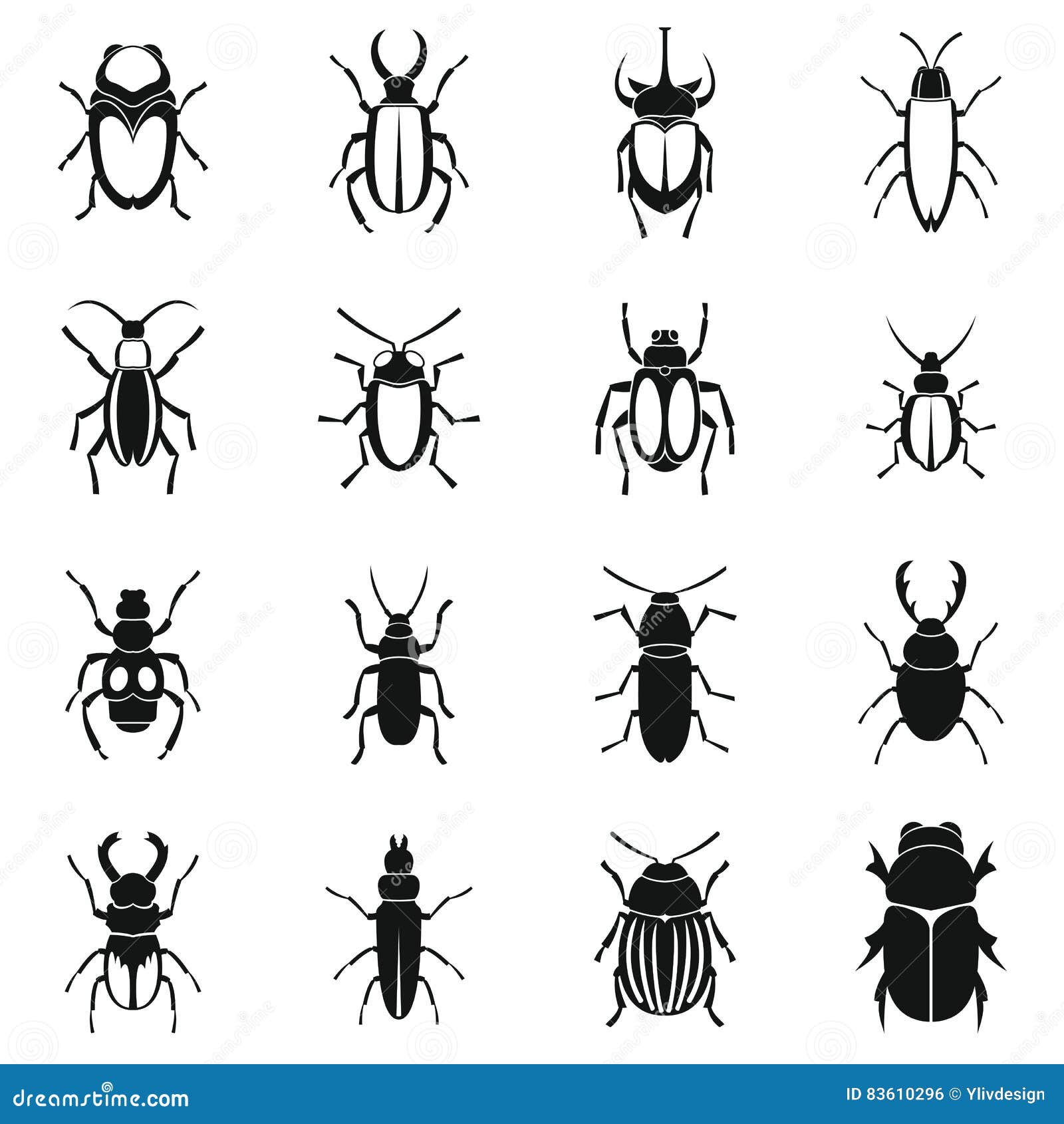 Bugs Icons Set, Simple Style Stock Vector - Illustration of pictogram ...