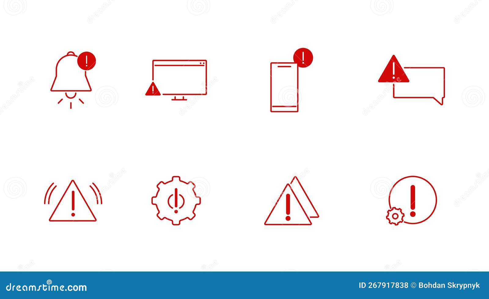 Bugs Icons Set. Web Security Alert about Program Crash Stock Vector ...