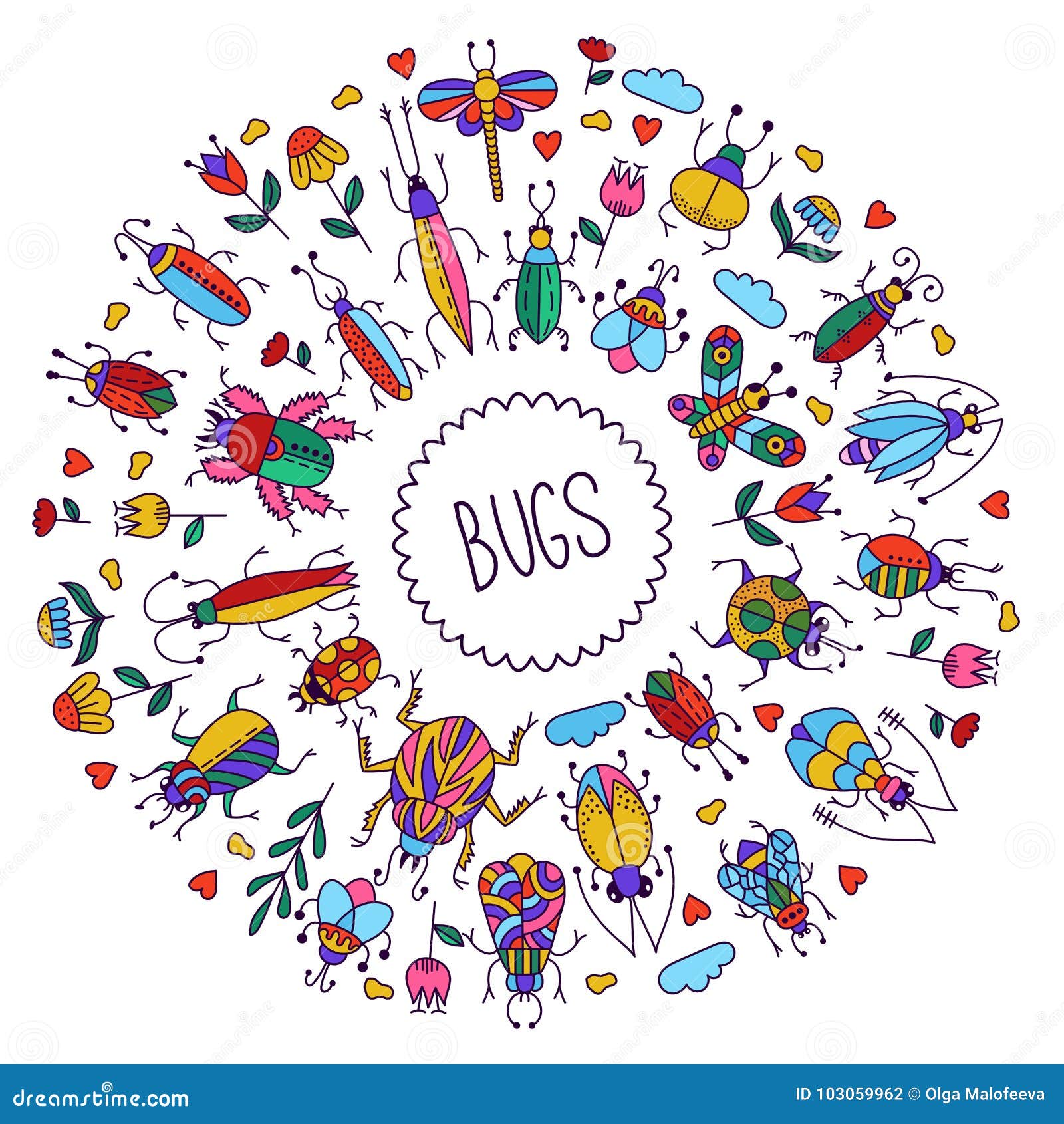 Insects Doodle Set Vector Illustration | CartoonDealer.com #199575816