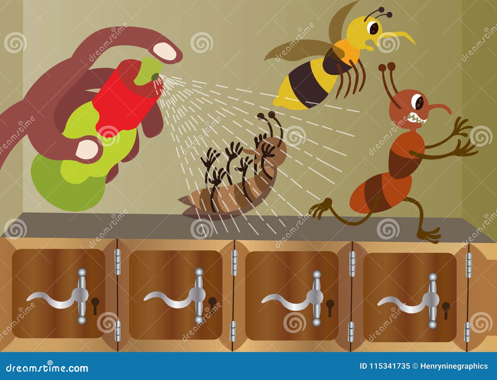 Doom Spray On Bugs Cartoon Vector | CartoonDealer.com #115341735