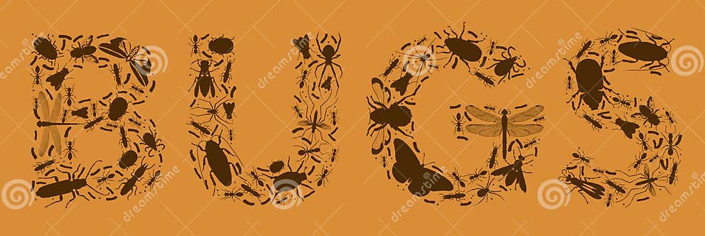 BUGS text stock vector. Illustration of sign, dragonfly - 8075932