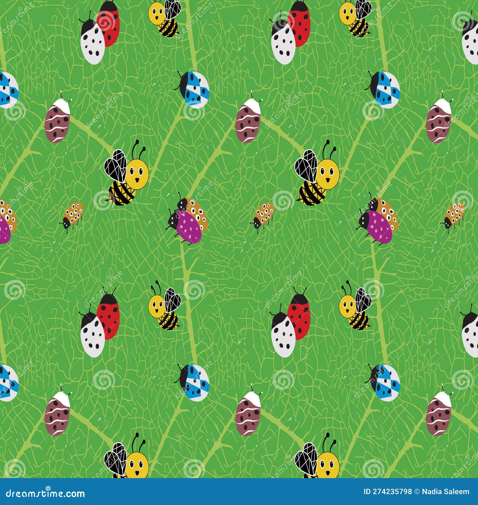 Seamless Bugs Vector Repeat Pattern Stock Vector - Illustration of ...