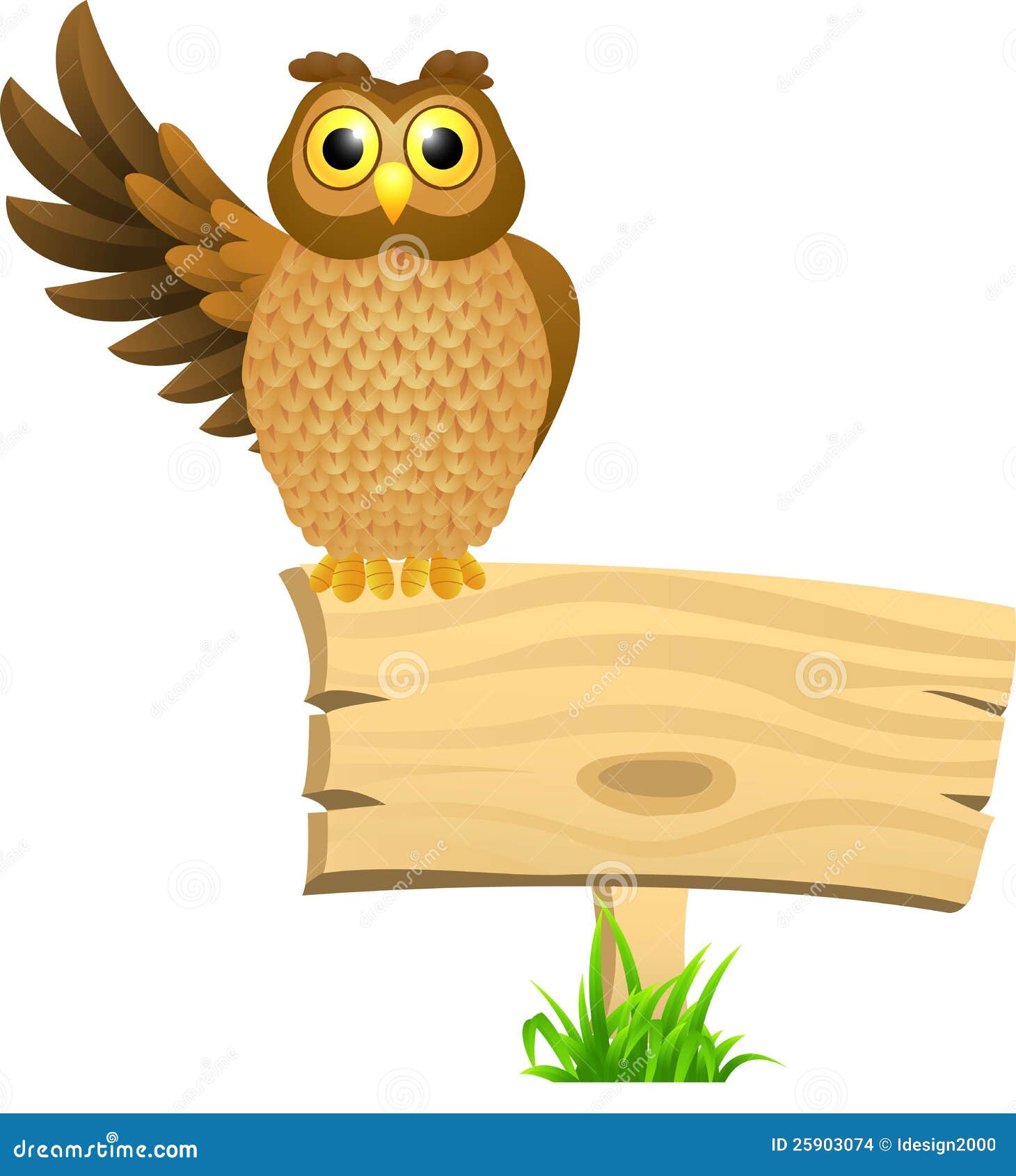 Buho Con El Letrero En Blanco Stock de ilustración - Ilustración de ...