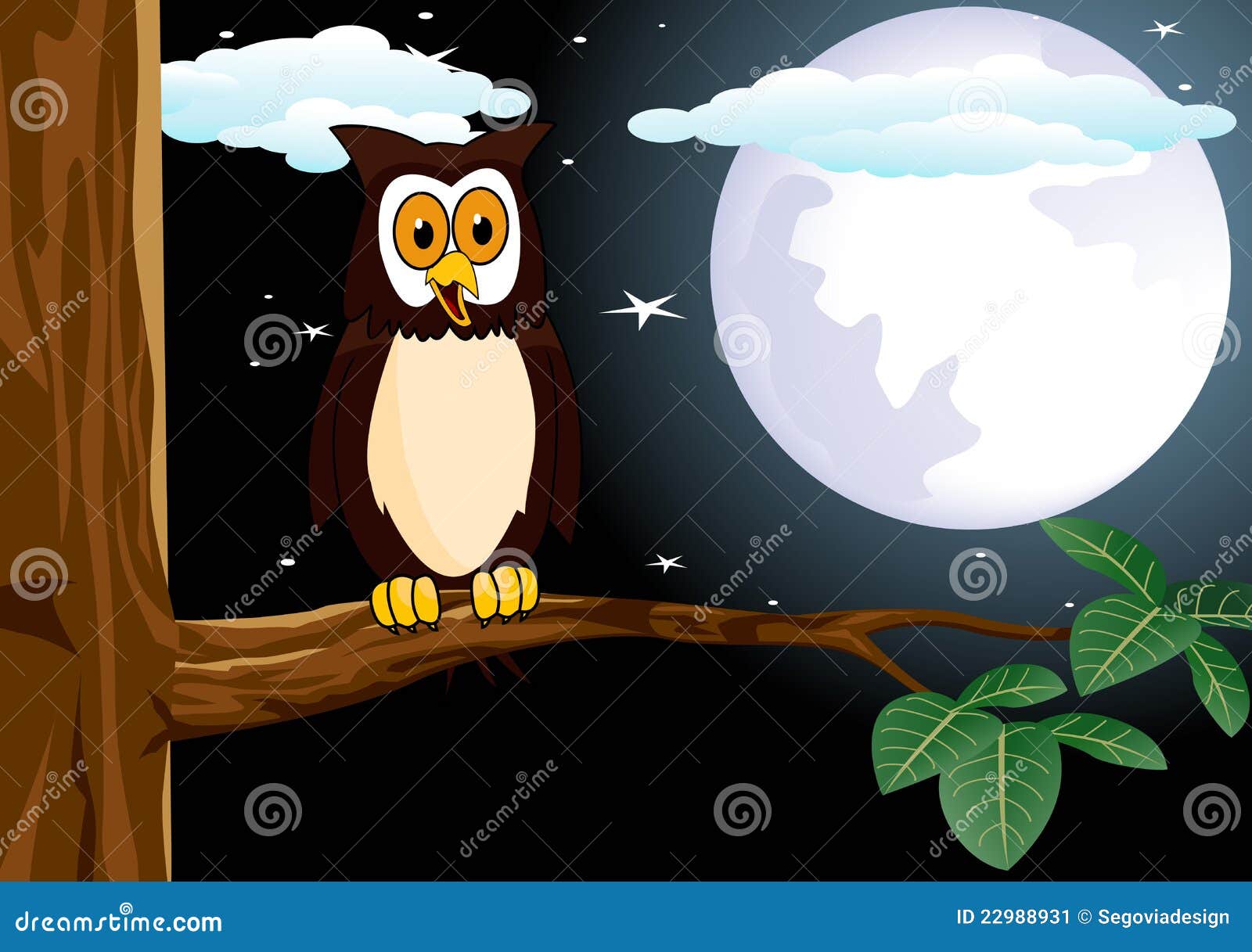 Buho con la Luna Llena ilustración del vector. Ilustración de pluma ...