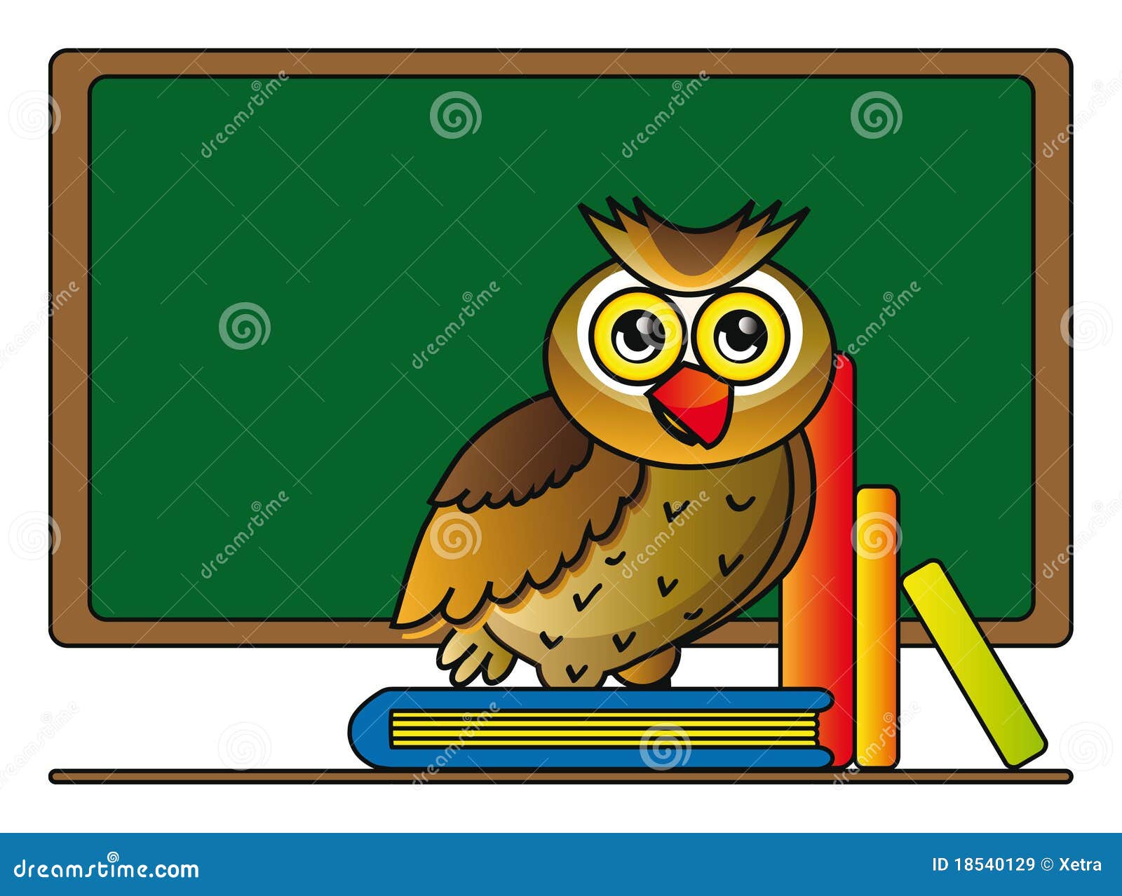 Buho con los libros ilustración del vector. Ilustración de alegre ...