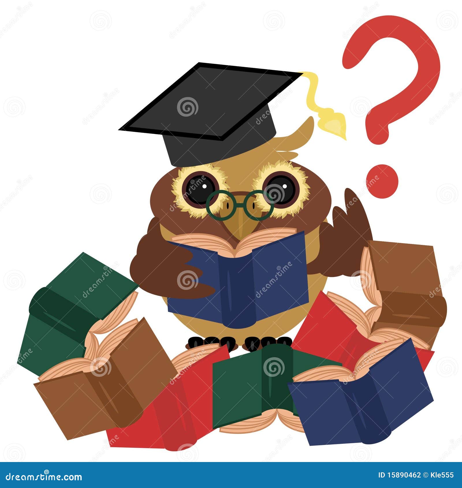 Buho listo con los libros ilustración del vector. Ilustración de listo ...