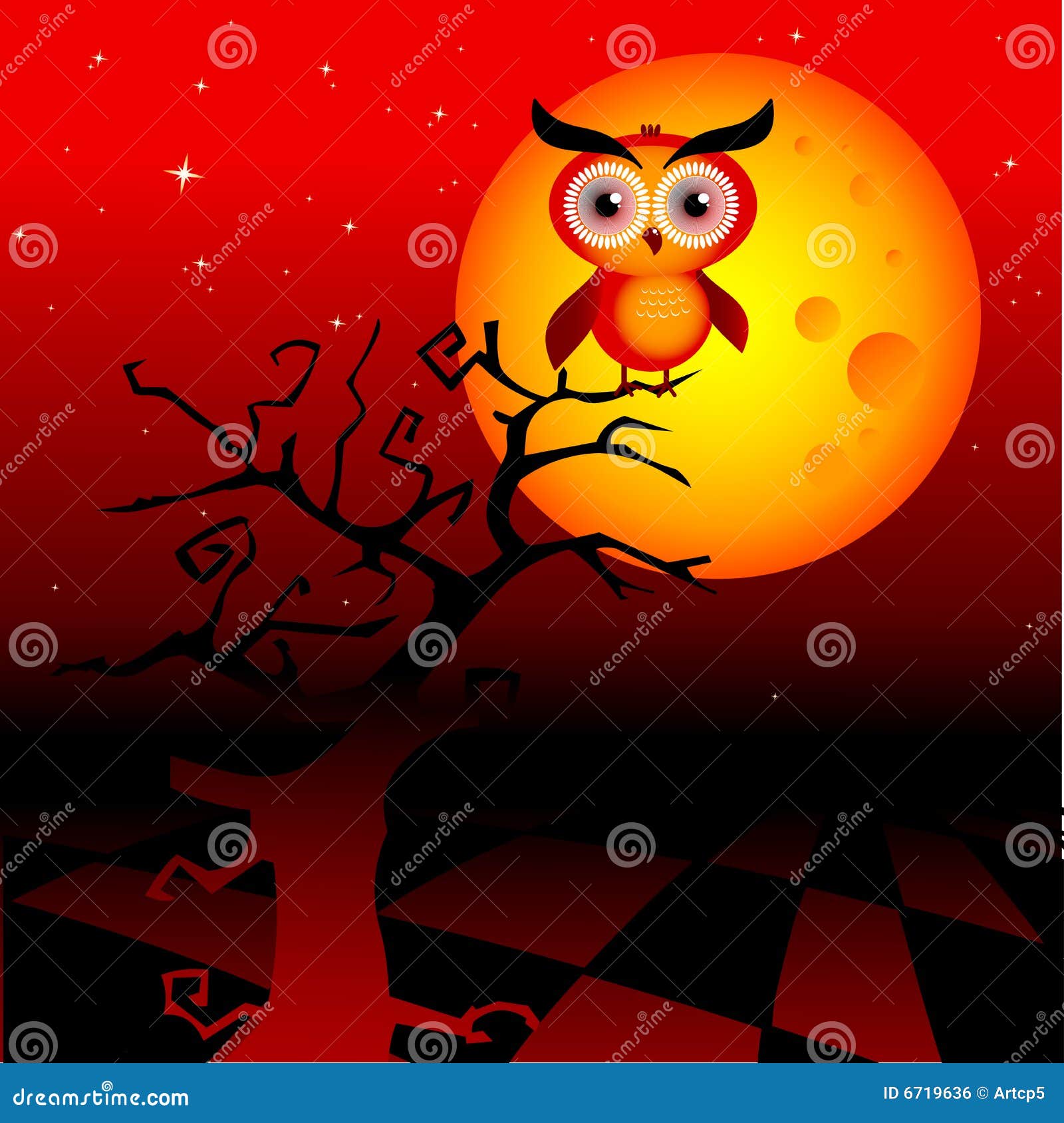 Buho rojo ilustración del vector. Ilustración de horror - 6719636