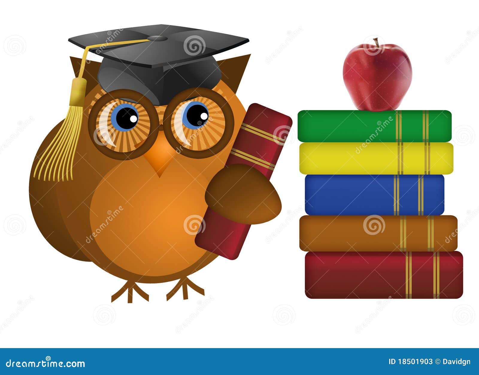 Buho Viejo Sabio Con Los Libros Stock de ilustración - Ilustración de ...