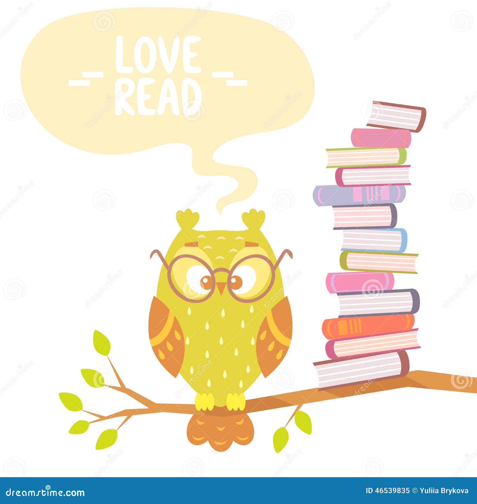 Buho y libros ilustración del vector. Ilustración de infantil - 46539835