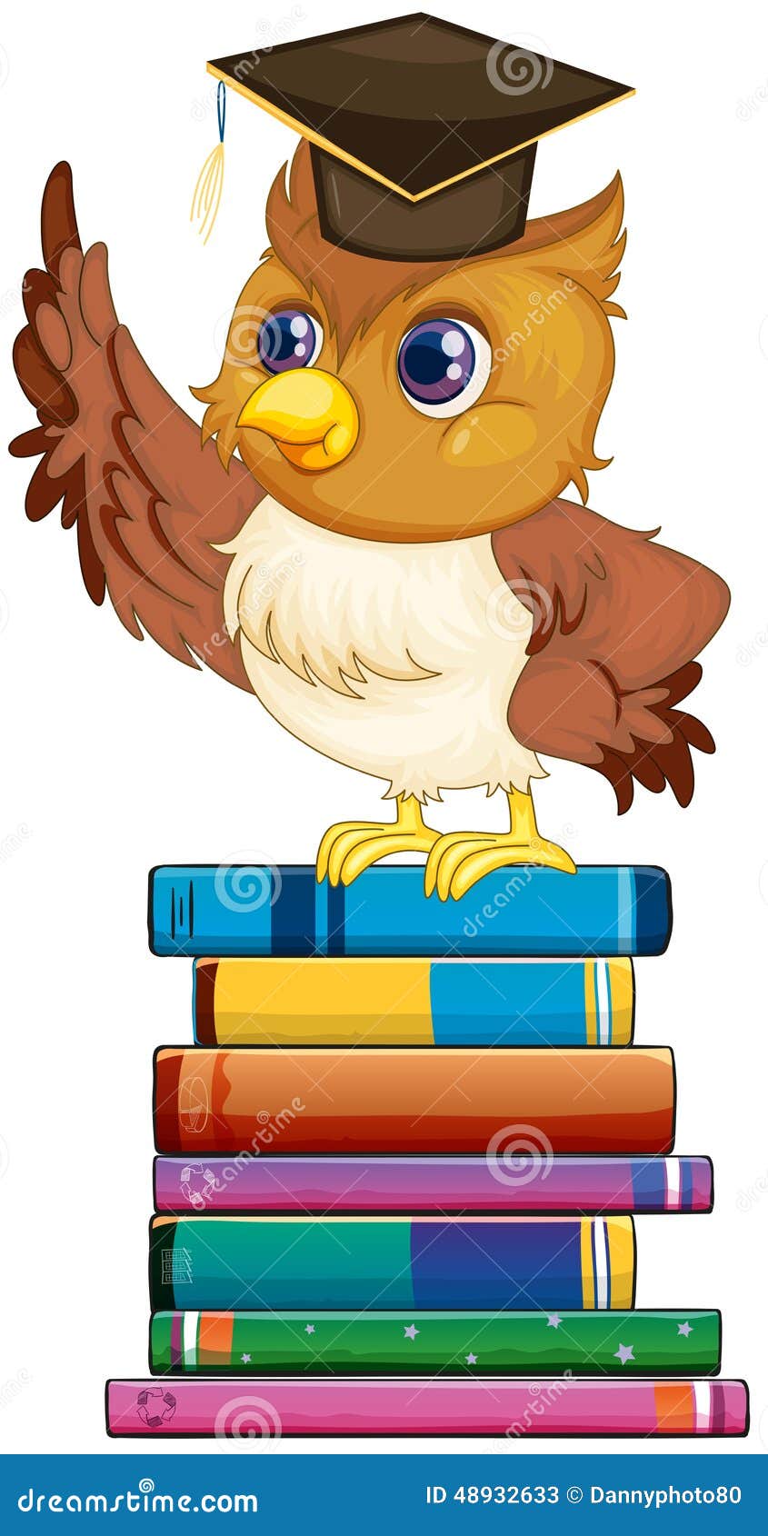 Buho y libros ilustración del vector. Ilustración de alas - 48932633